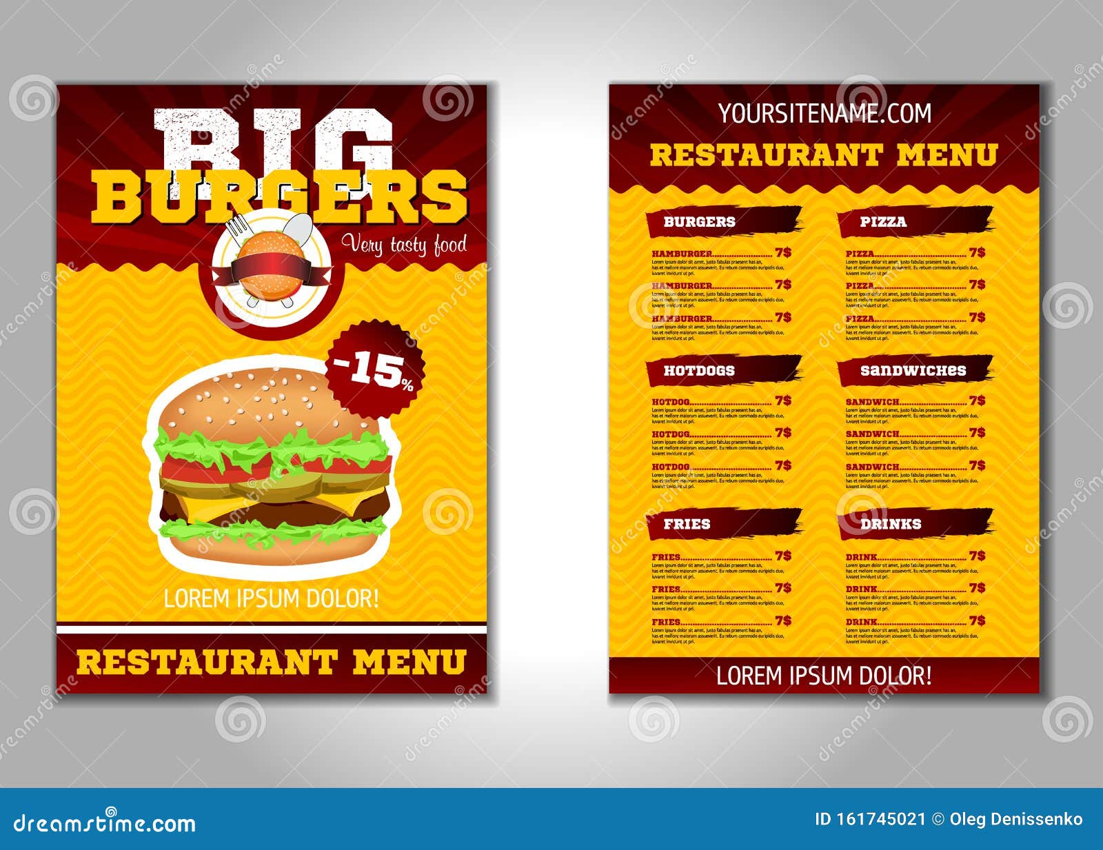 Burger Flyer Design Vector Template in A4 Size. Brochure and Layout ...