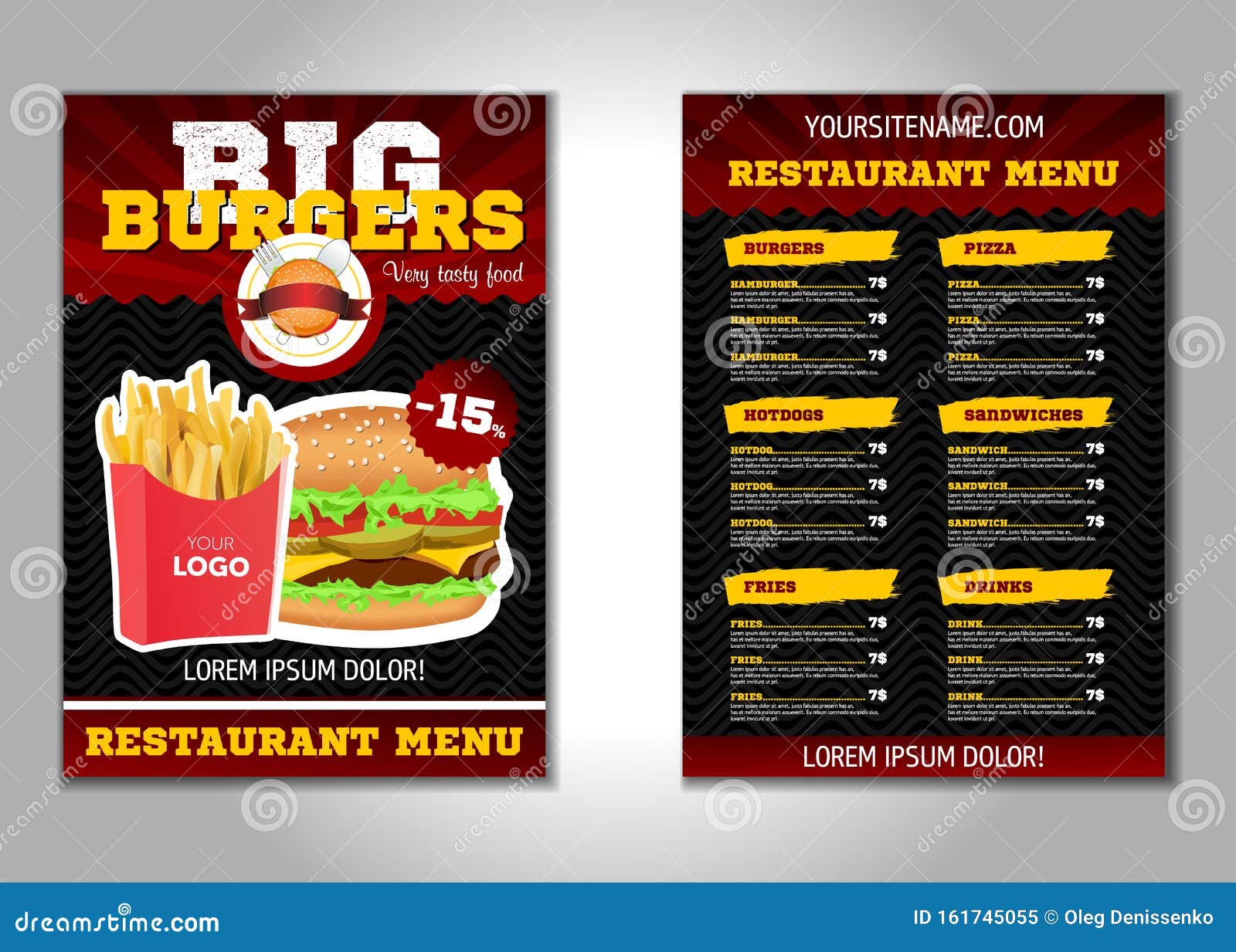 Burger Flyer Design Vector Template in A4 Size. Brochure and Layout ...