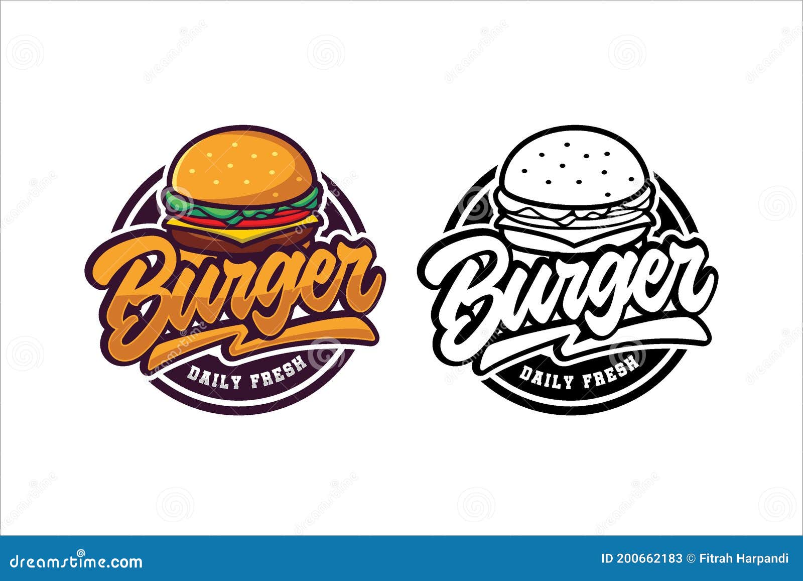 Burger daily Fresh Vector Design Logo Stock Vector - Illustration of ...