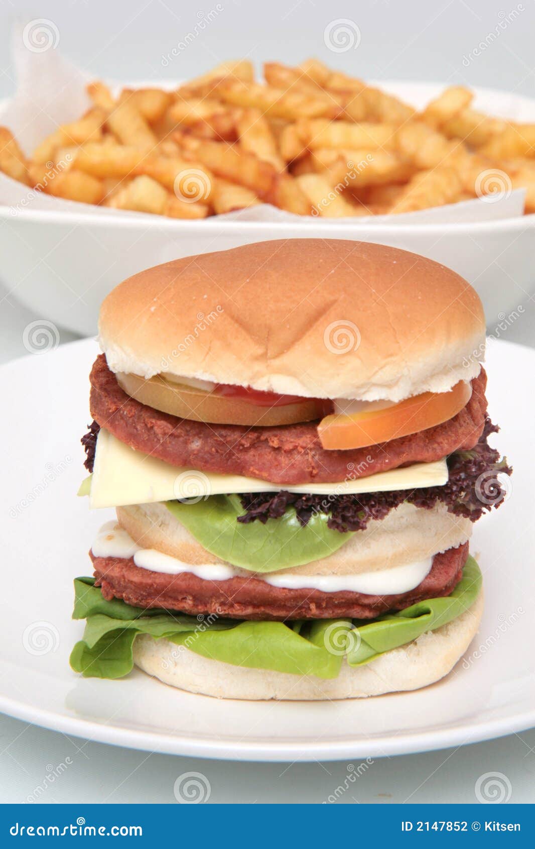 Burger & fries stock photo. Image of lettuce, onion - 2147852