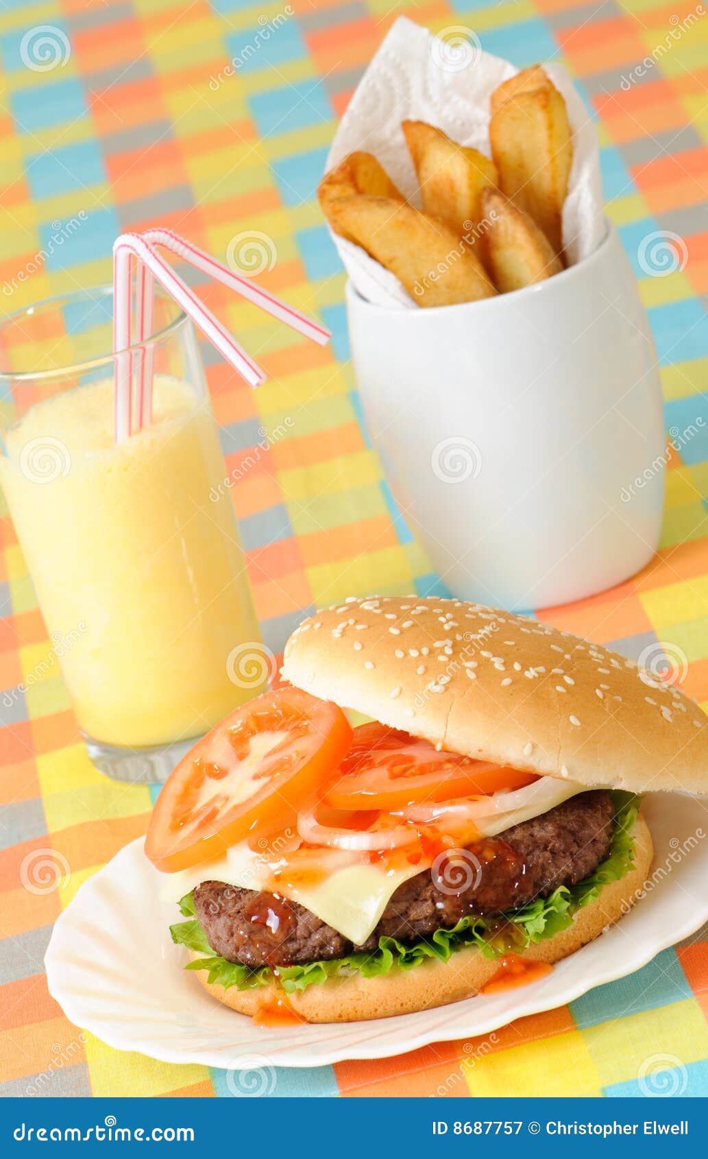 Burger Fries & Milkshake Stock Image - Image of cloth, milk: 8687757