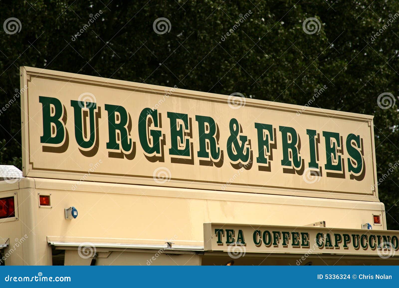Burger and fries sign stock photo. Image of truck, sign - 5336324