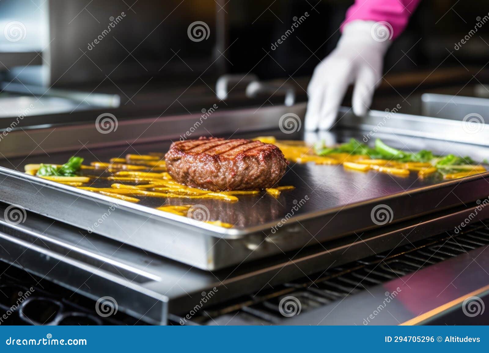 Burger on a Griddle Being Flipped Stock Illustration - Illustration of ...