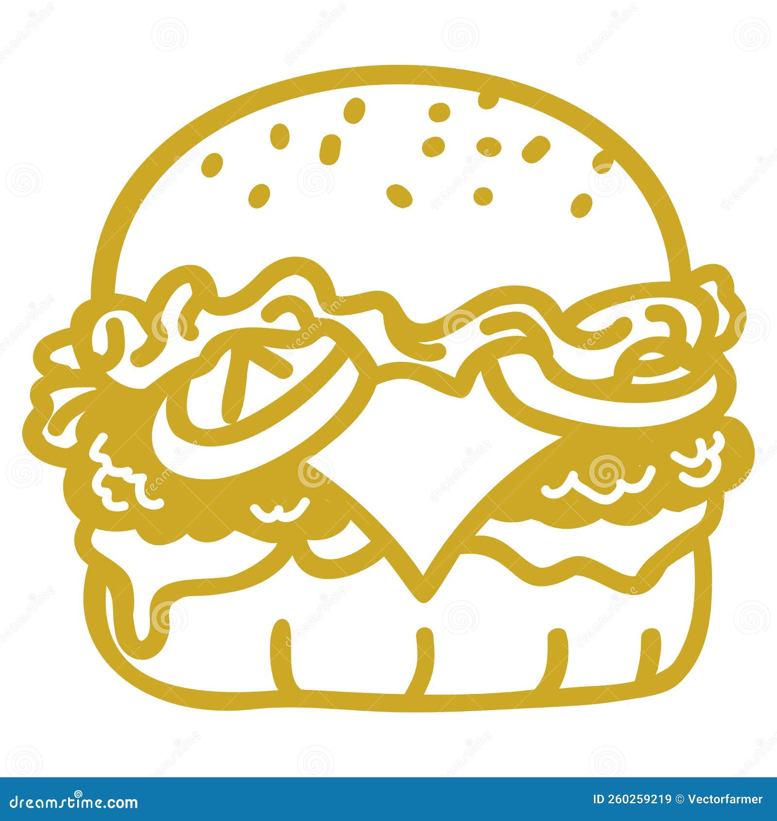 Burger Hamburger Beefburger Cheeseburger Doodle Drawing Illustration ...