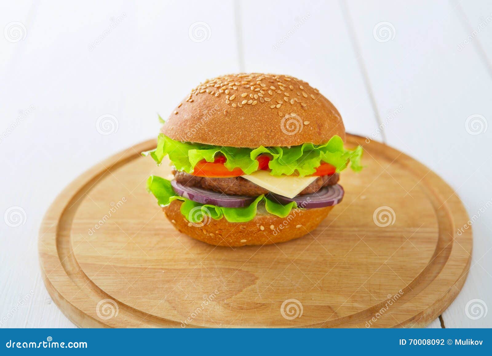 Burger Hamburger Cheeseburger on Table Wood Stock Photo - Image of diet ...