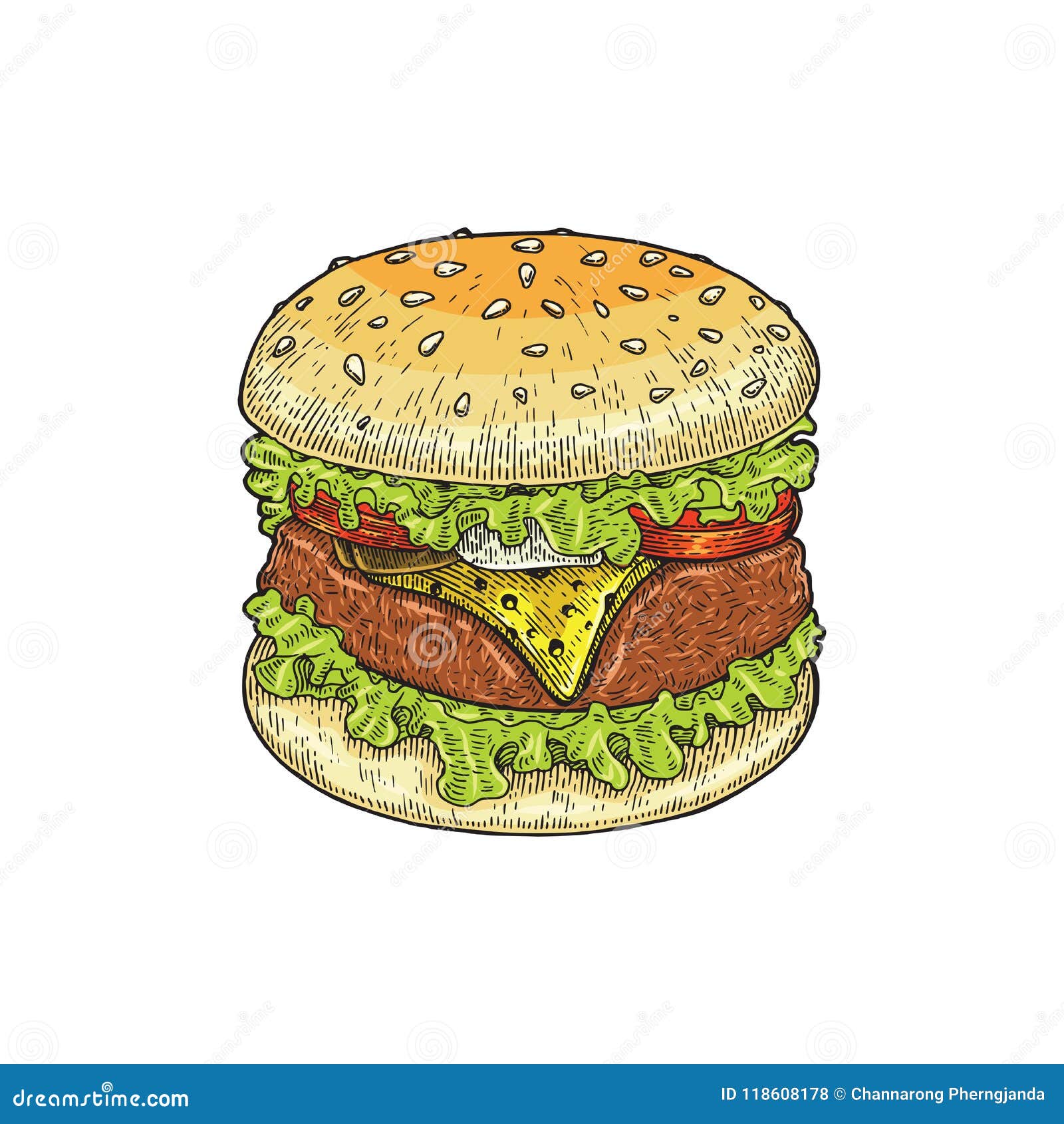 Burger Hand Drawing Vintage Style,Burger Drawing Illustration Is ...