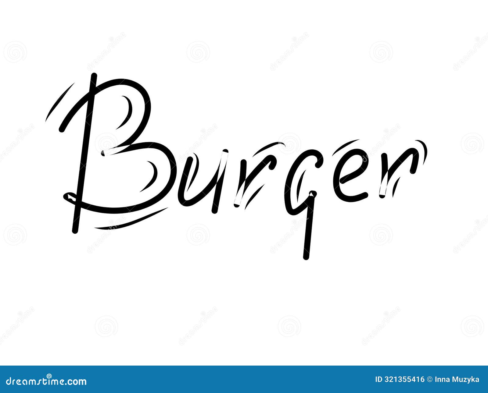 Burger hand lettering. stock vector. Illustration of grunge - 321355416