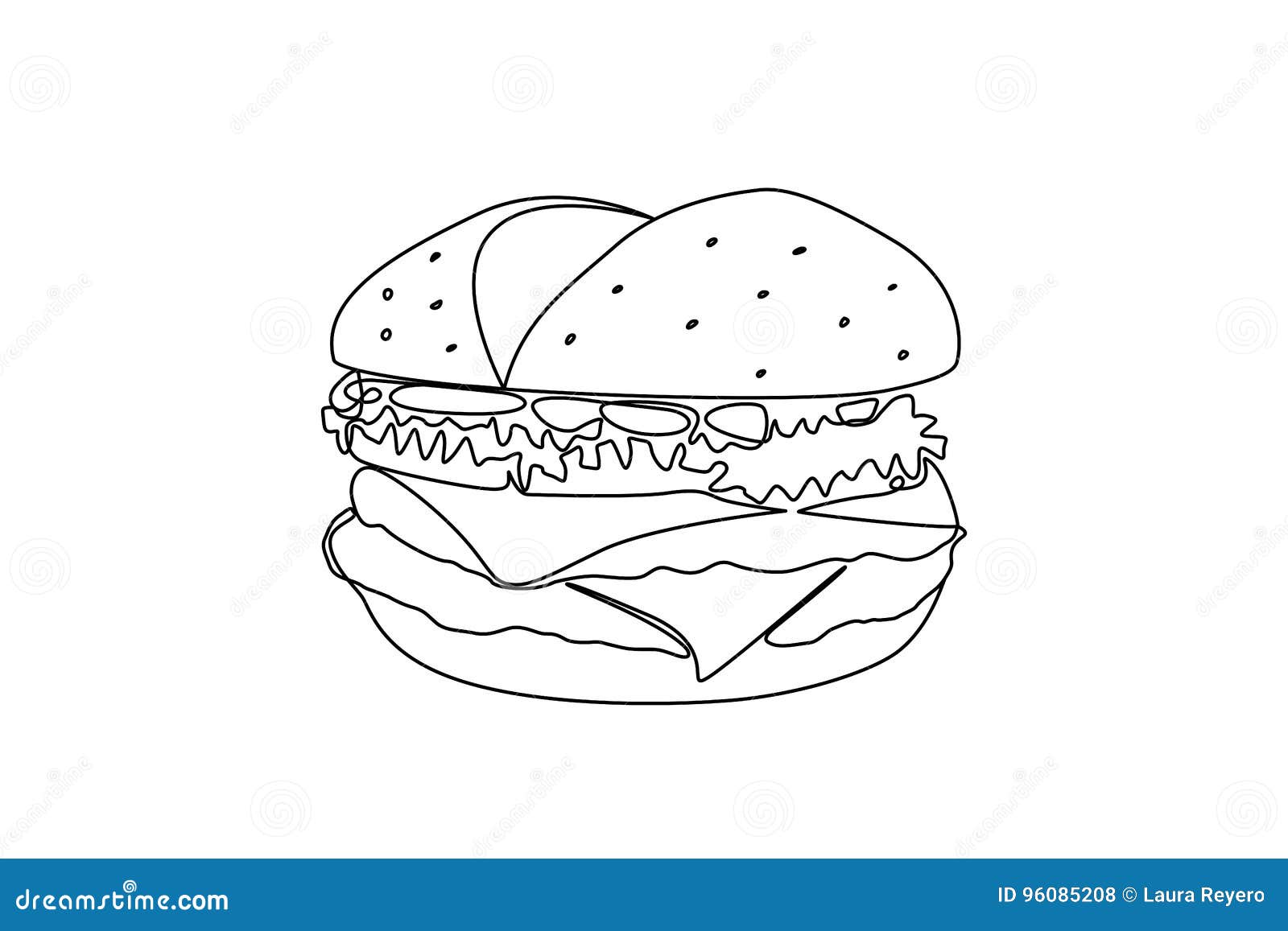 Burger stock illustration. Illustration of drawing, hand - 96085208
