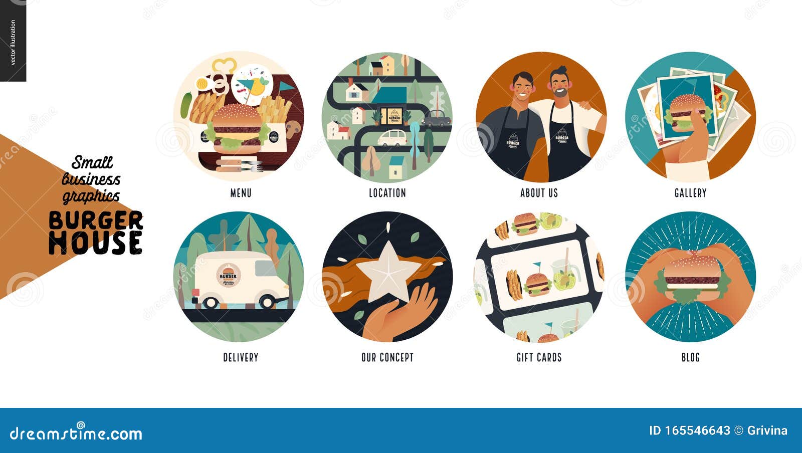 Burger House - Small Business Graphics - Web Icons Stock Vector ...