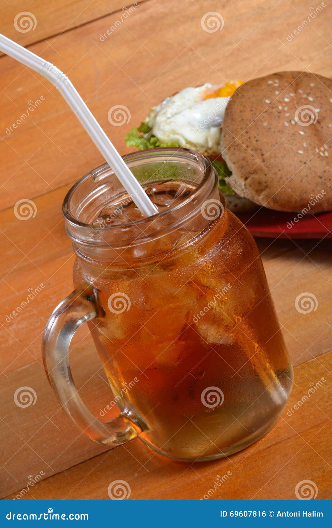 Burger and iced tea stock photo. Image of cheeseburger - 69607816