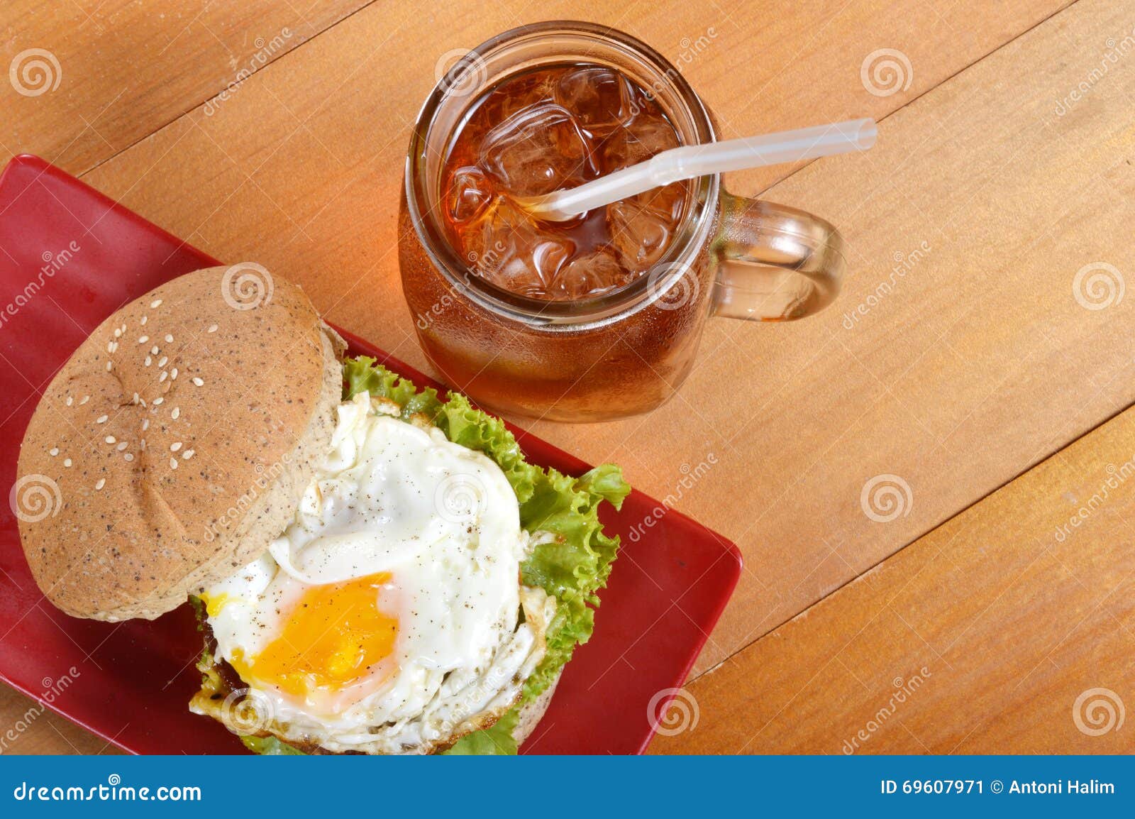 Burger and iced tea stock image. Image of food, brown - 69607971