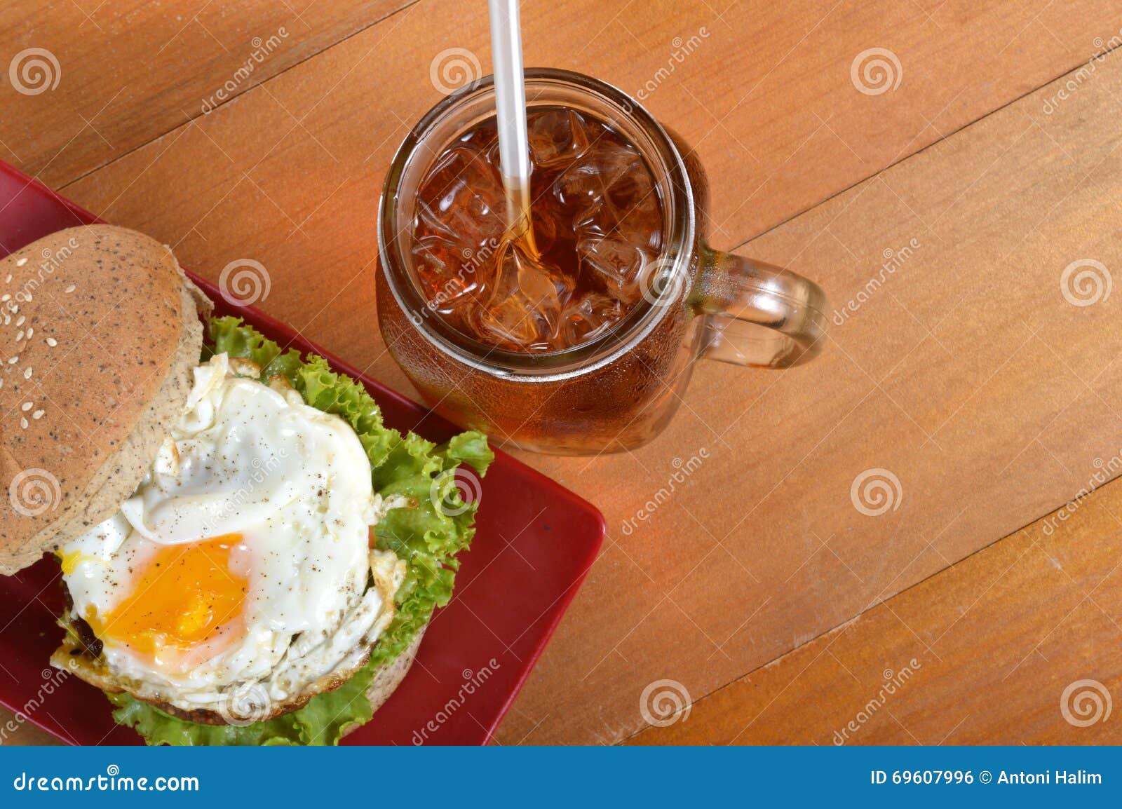 Burger and iced tea stock photo. Image of fresh, gourmet - 69607996
