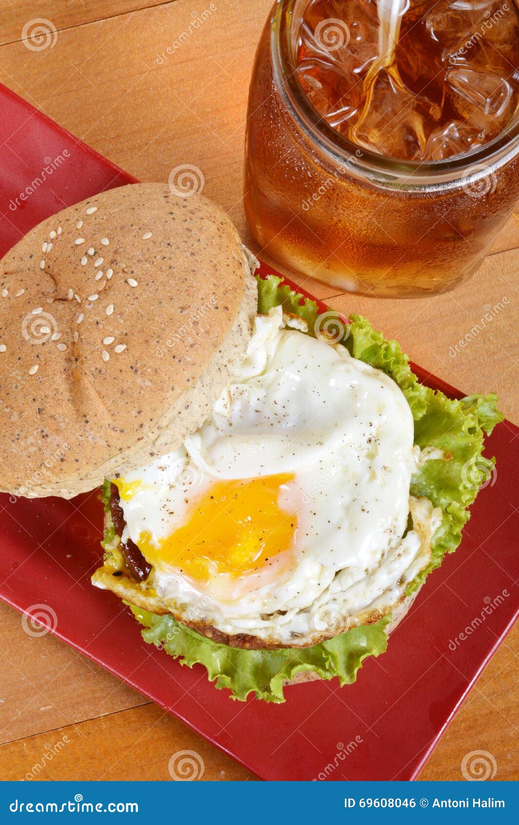 Burger and iced tea stock photo. Image of grilled, meal - 69608046