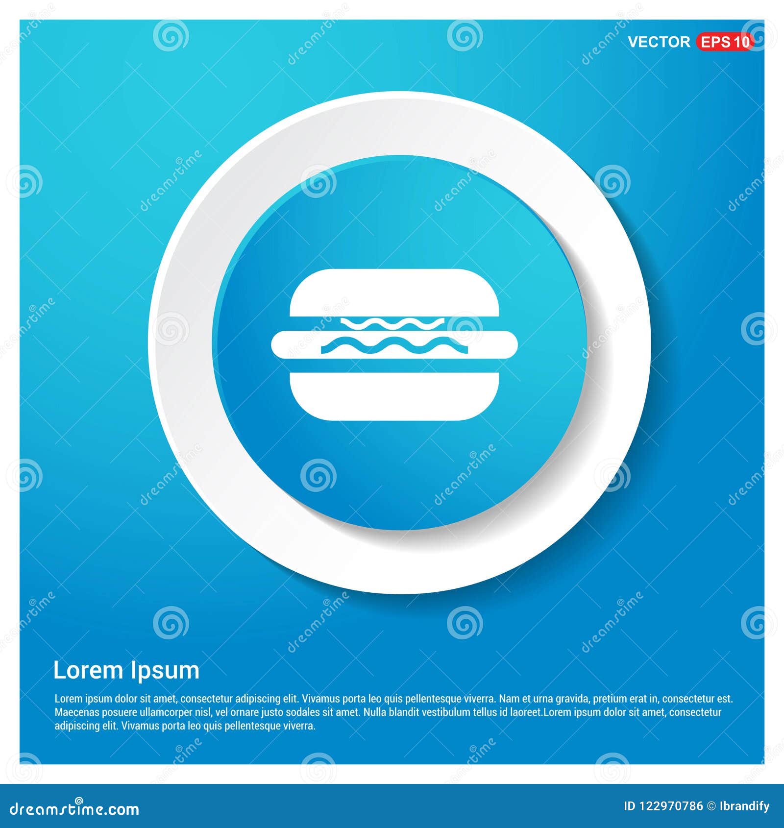 Burger Icon Abstract Blue Web Sticker Button Stock Vector ...
