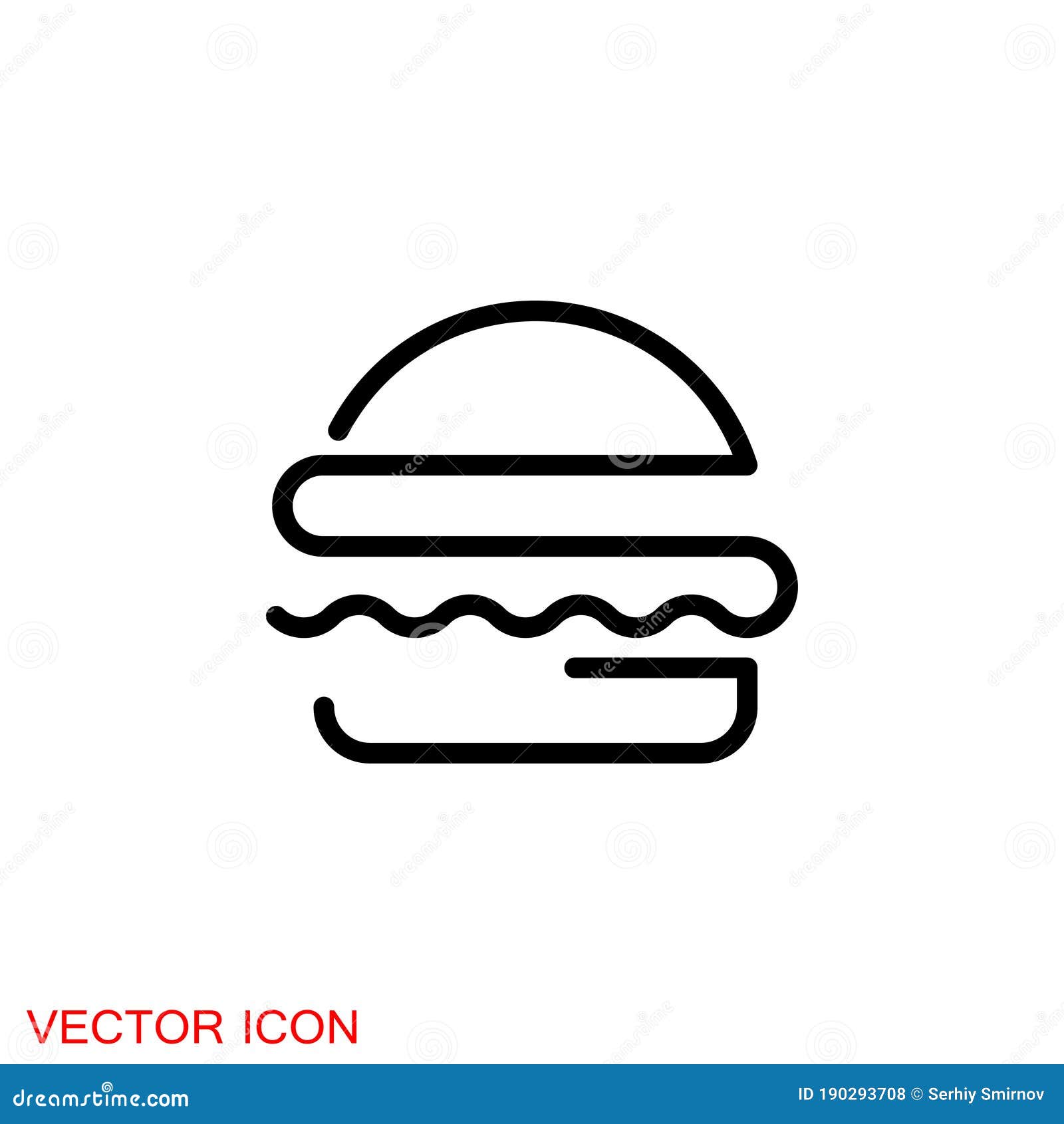 Burger Icon, Flat Design Hamburger Web Icon. Vector Illustration Stock ...