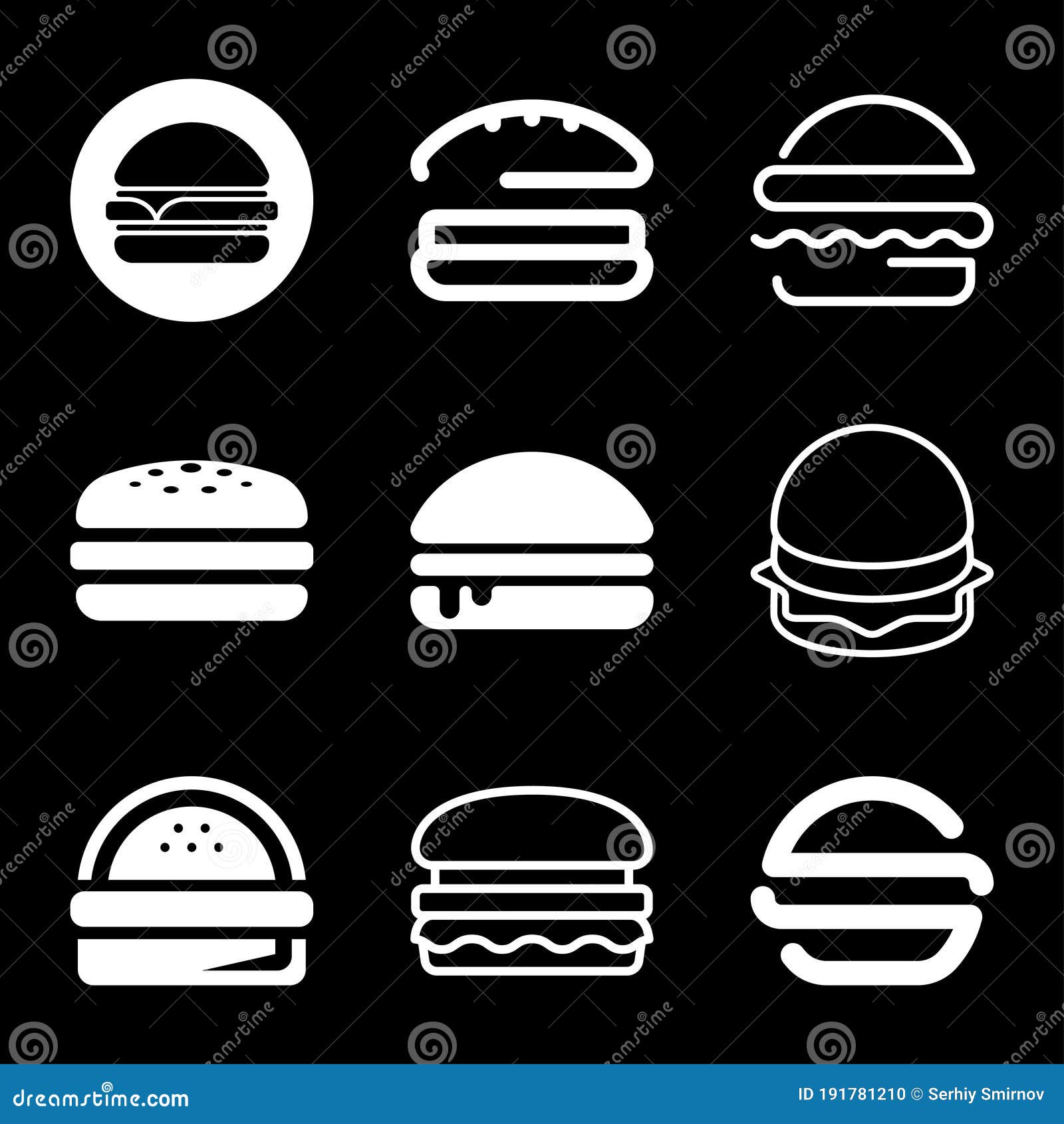 Burger Icon, Flat Design Hamburger Web Icon. Vector Illustration Stock ...