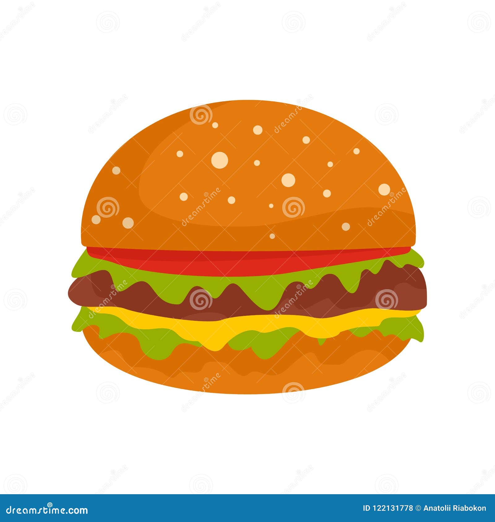 Burger icon, flat style stock vector. Illustration of bread - 122131778