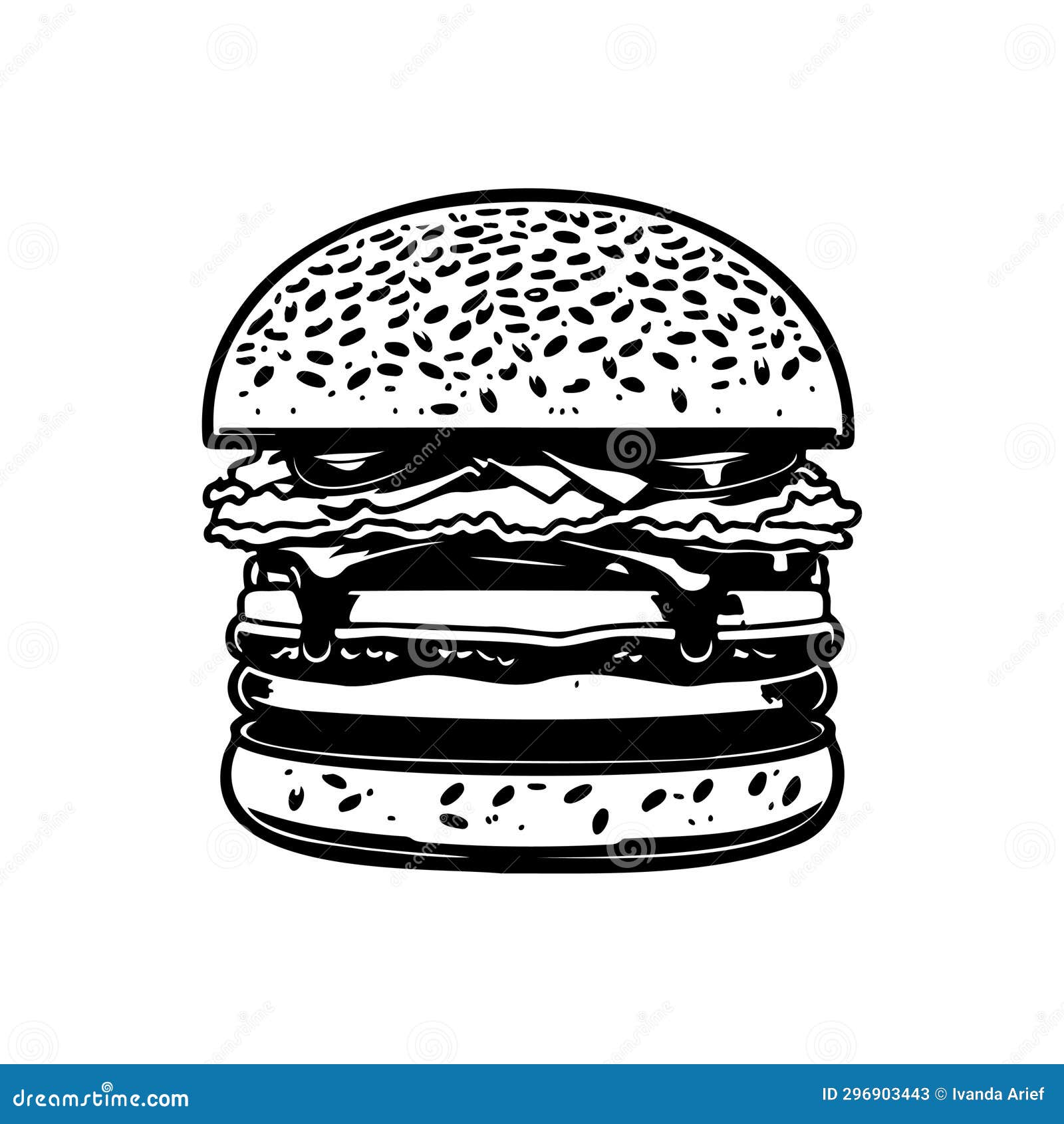 Burger Icon Hand Draw Black Colour Hamburger Day Logo Symbol Perfect ...