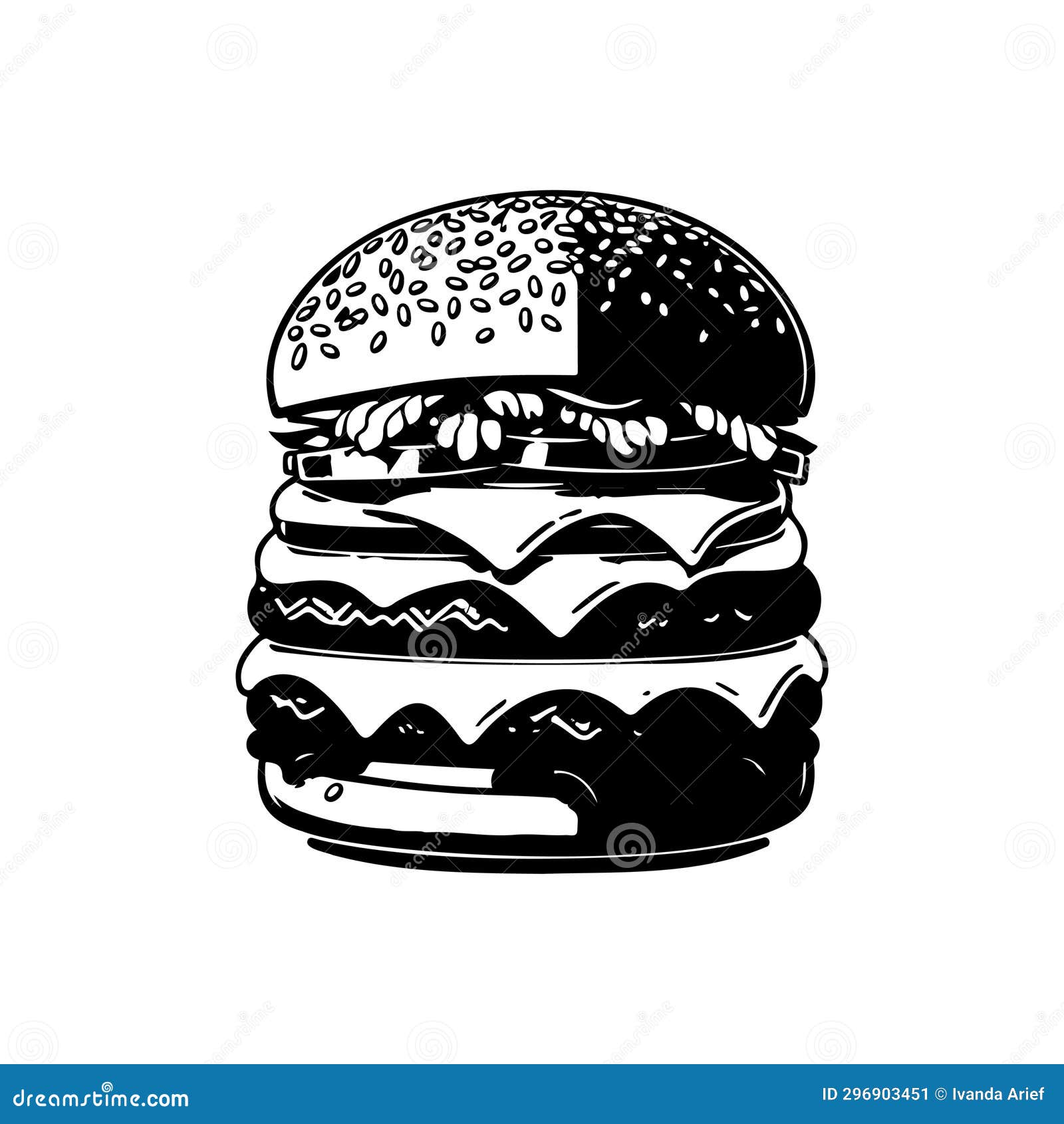 Burger Icon Hand Draw Black Colour Hamburger Day Logo Symbol Perfect ...