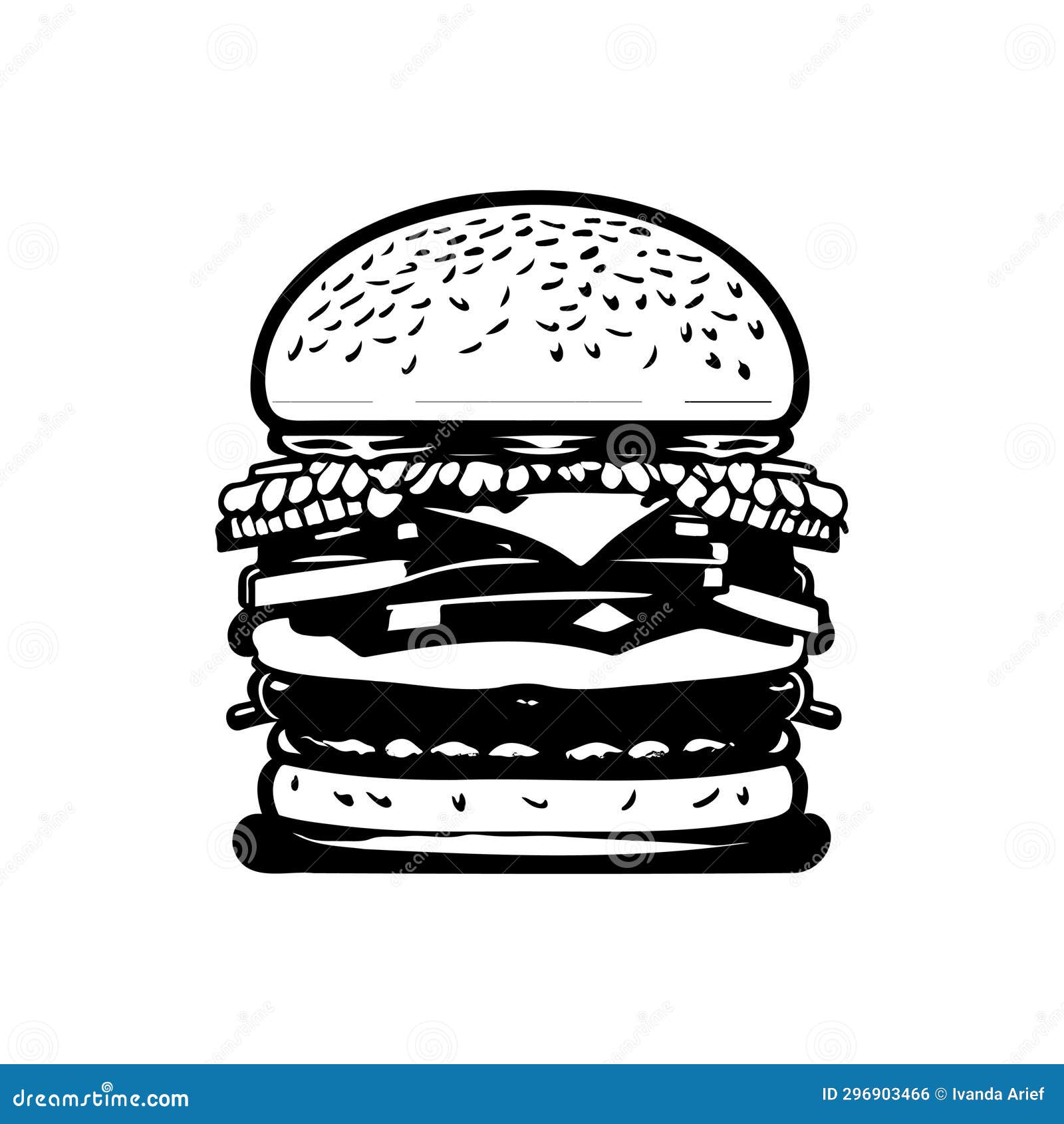 Burger Icon Hand Draw Black Colour Hamburger Day Logo Symbol Perfect ...