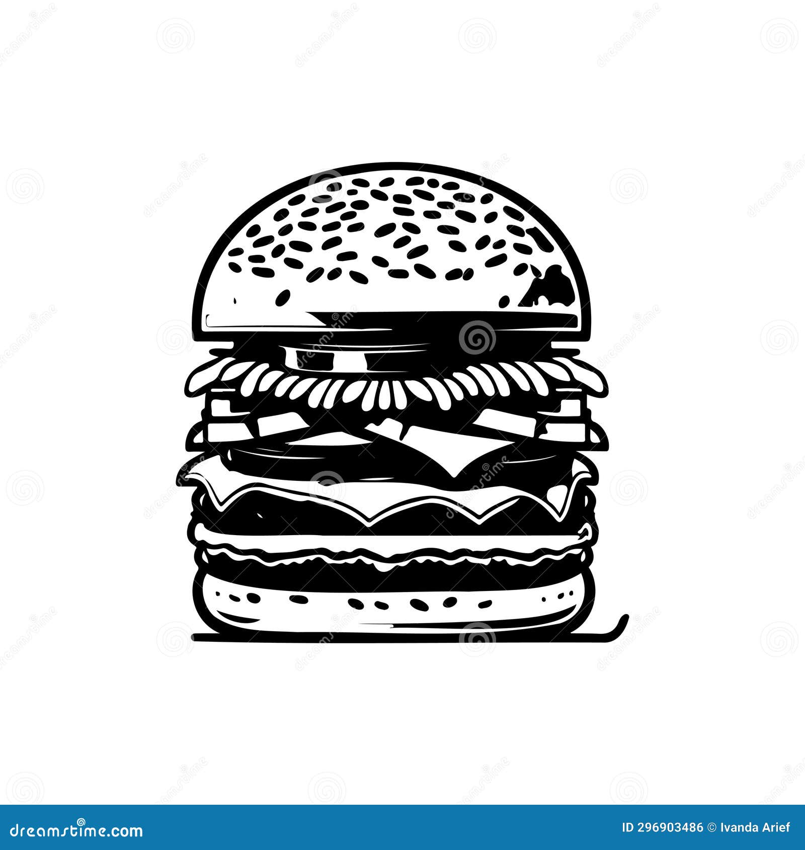 Burger Icon Hand Draw Black Colour Hamburger Day Logo Symbol Perfect ...