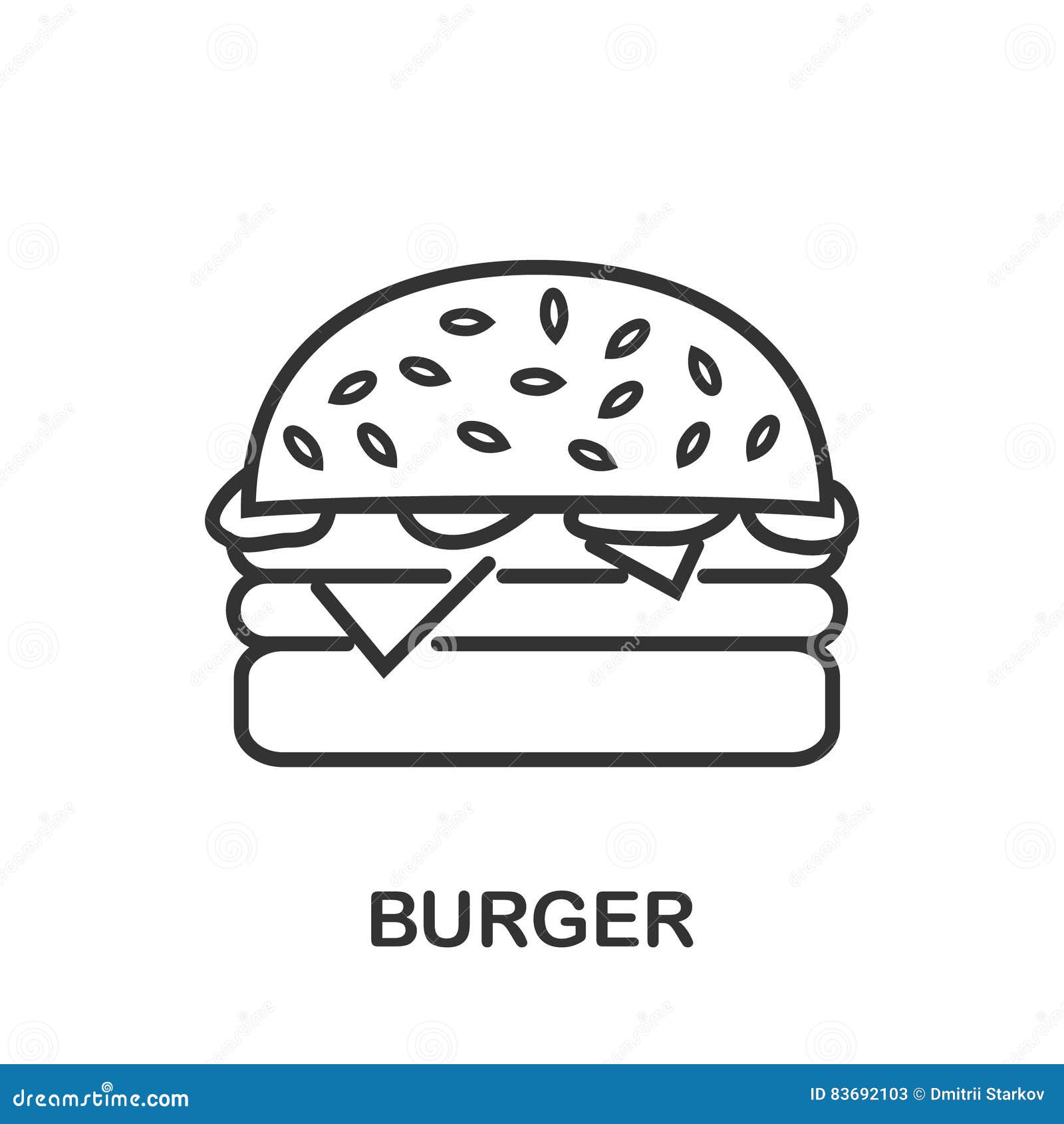 Burger Icon Or Logo Line Art Style Cartoon Vector | CartoonDealer.com ...