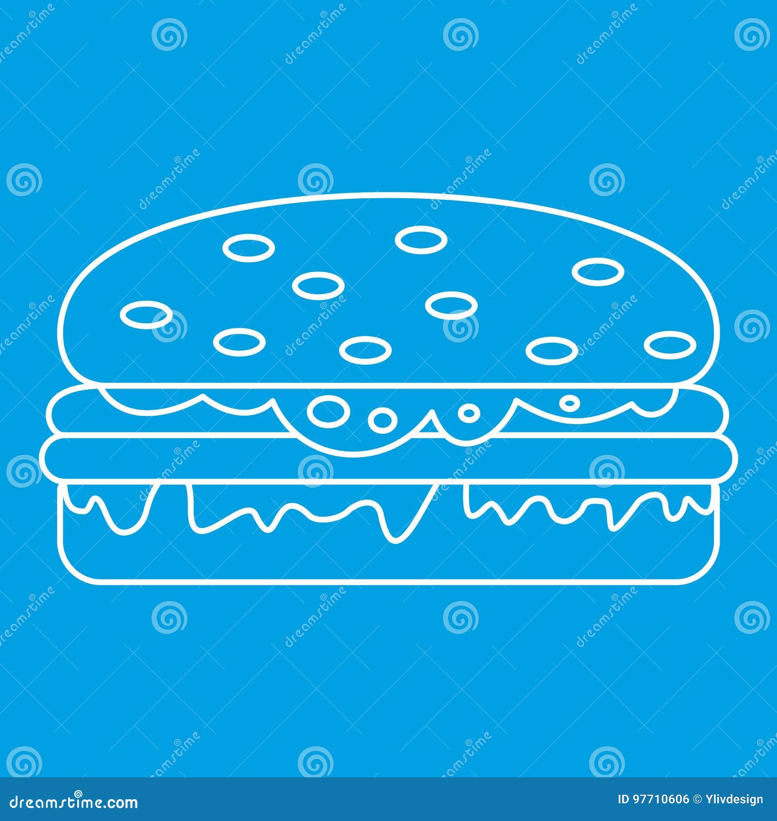 Burger icon outline stock vector. Illustration of grilled - 97710606