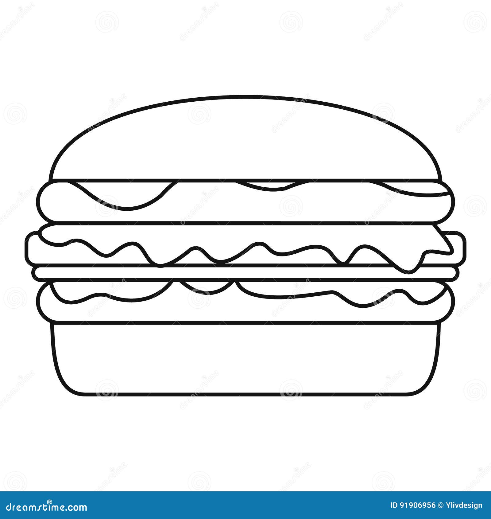 Burger Icon Outline Vector Illustration | CartoonDealer.com #91906956