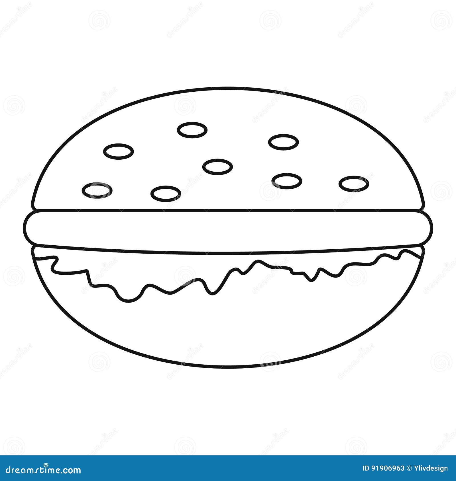 Burger icon outline stock vector. Illustration of hamburger - 91906963