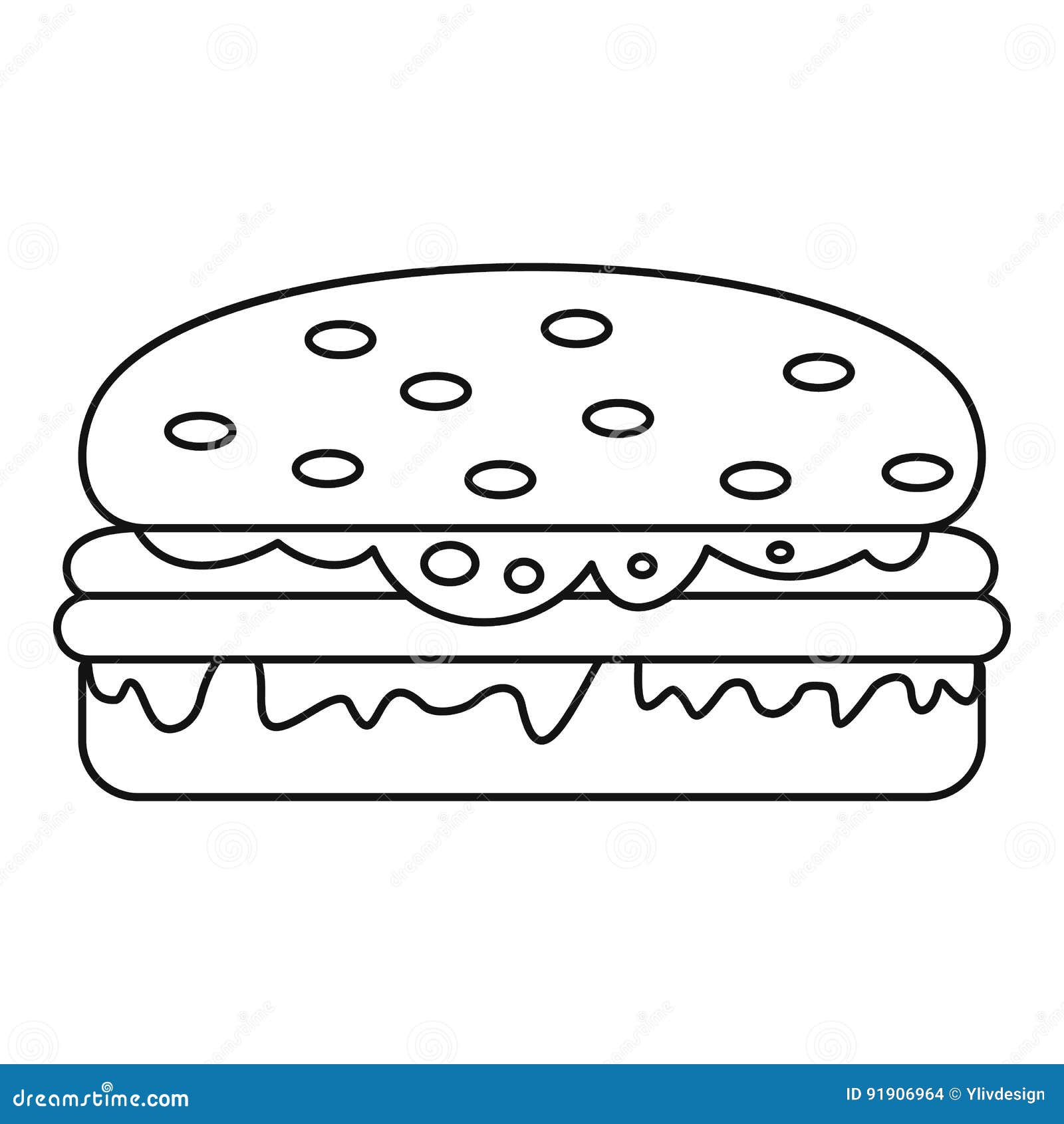 Burger icon outline stock vector. Illustration of onion - 91906964