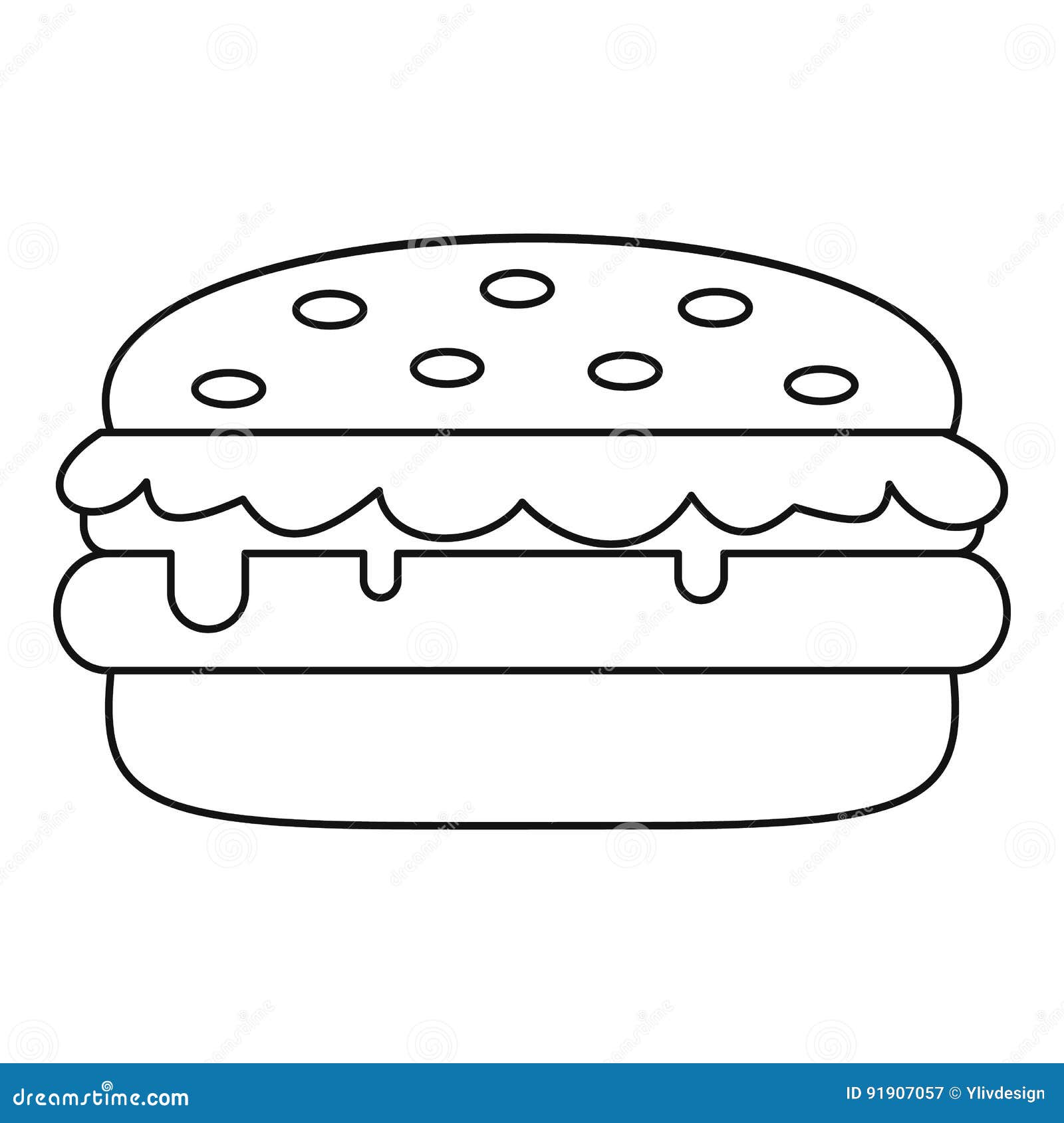 Burger icon outline stock vector. Illustration of menu - 91907057