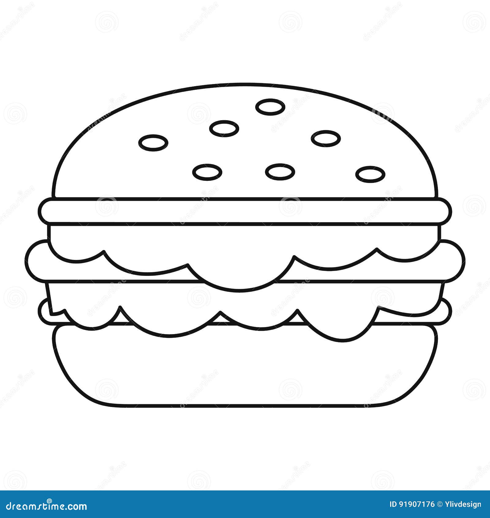 Burger icon outline stock vector. Illustration of object - 91907176