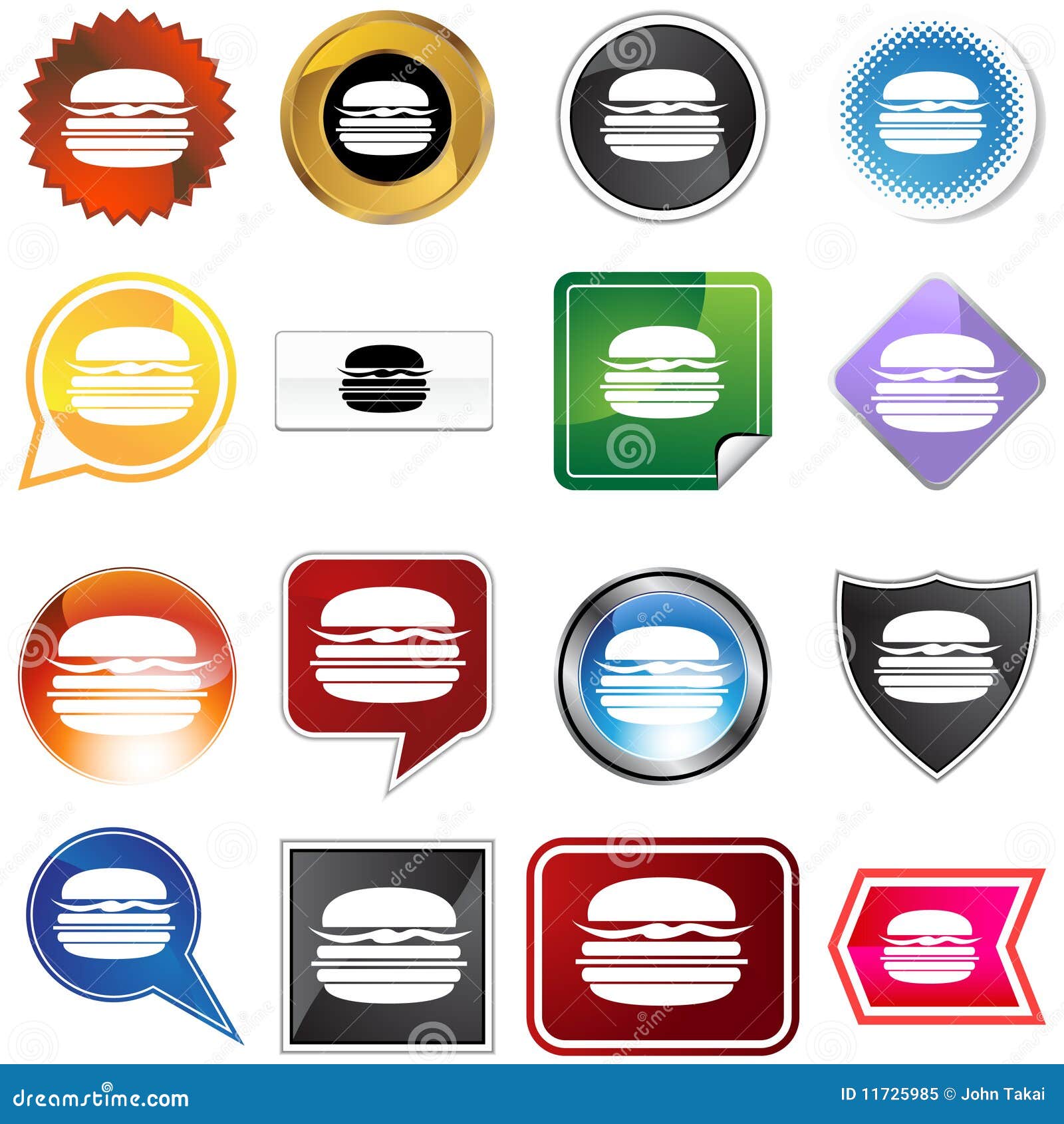 Burger Icon Set stock vector. Illustration of icon, fatty - 11725985