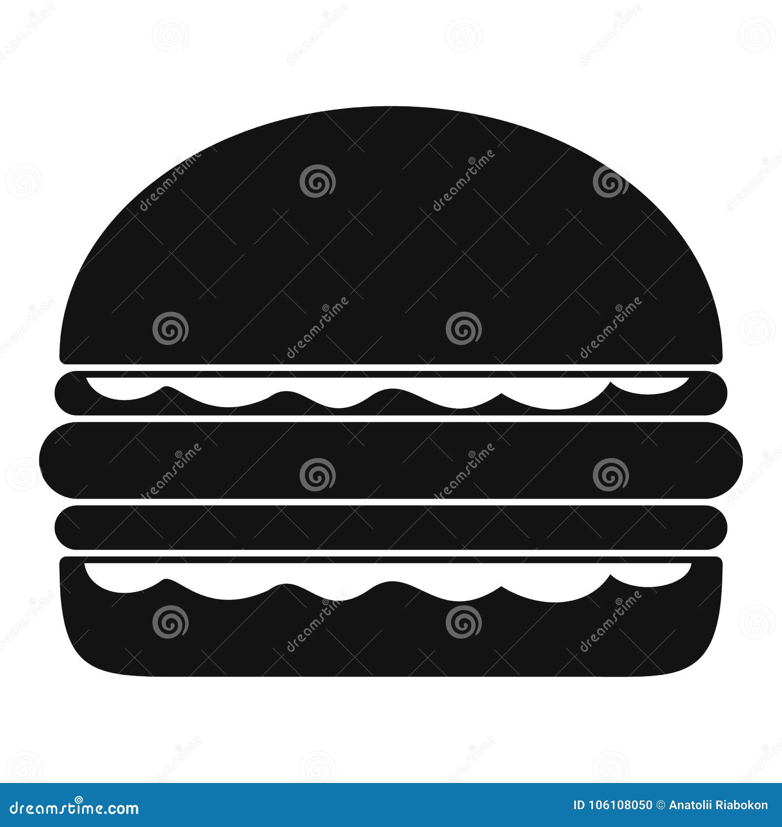 Burger Icon, Simple Black Style Stock Vector - Illustration of bread ...