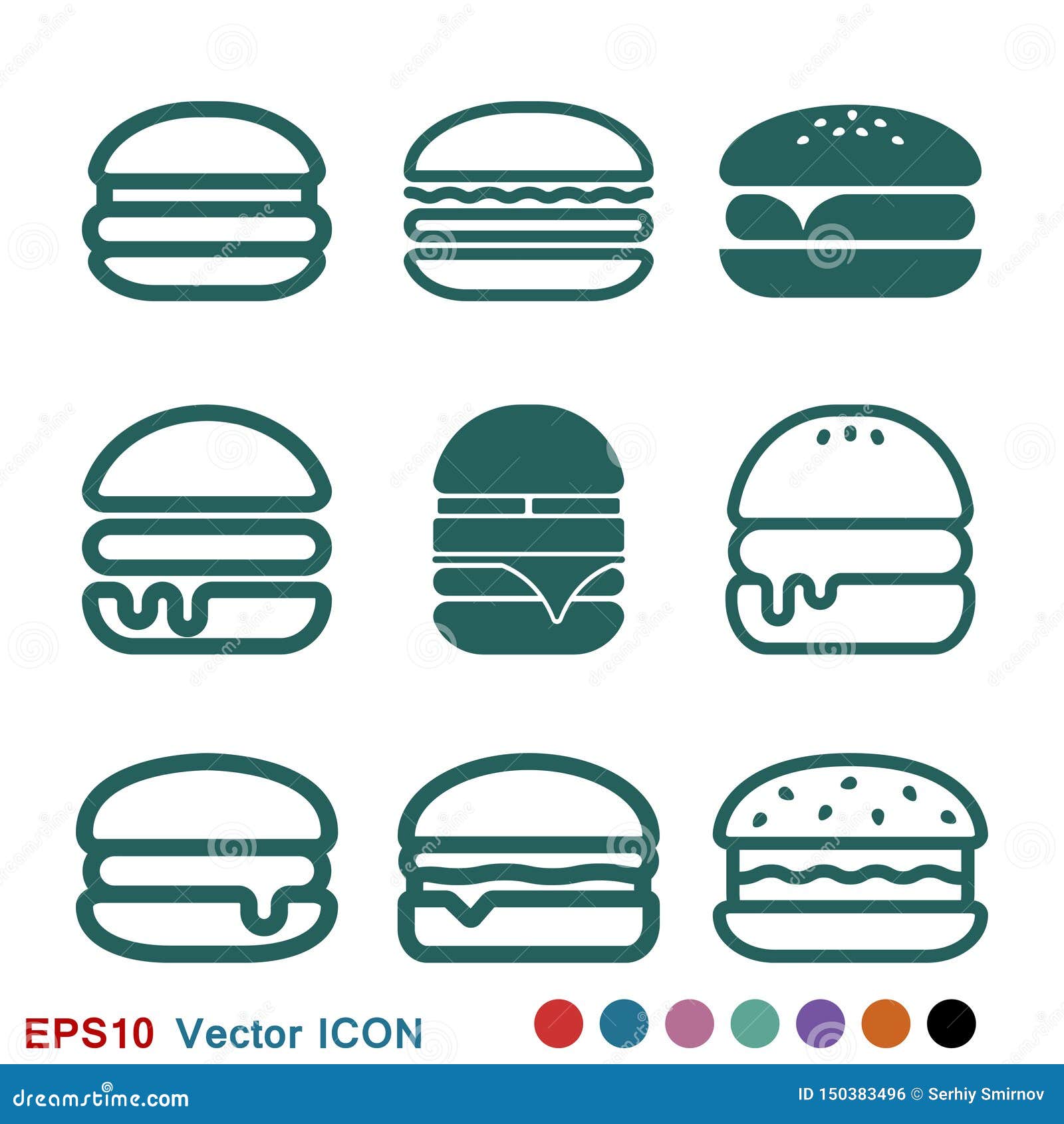 Burger Icon Vector of Fast Food Set for UI and UX, Website or Mobile ...
