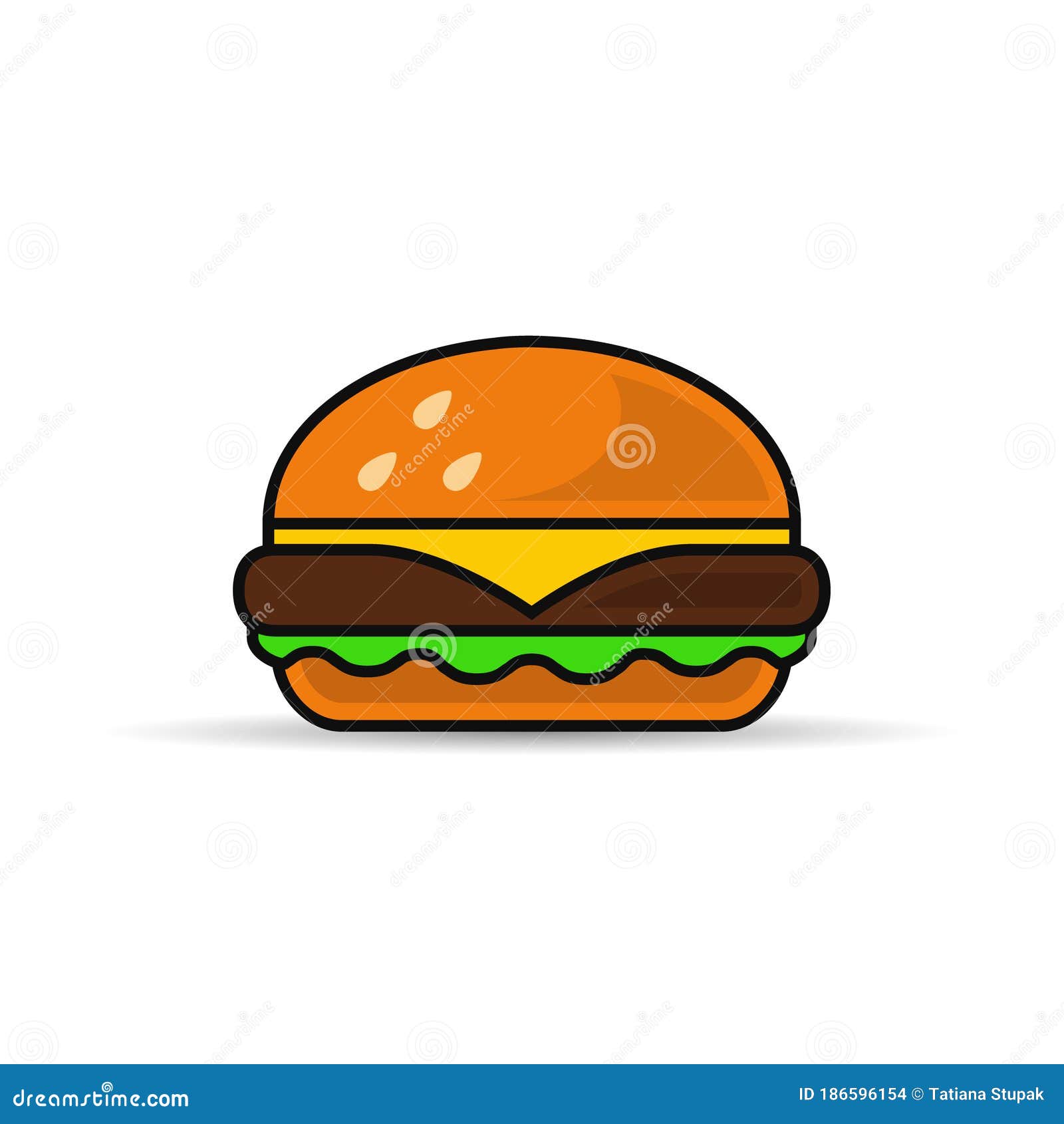 Burger Icon, Vector Isolated Fast Food Symbol Stock Vector ...
