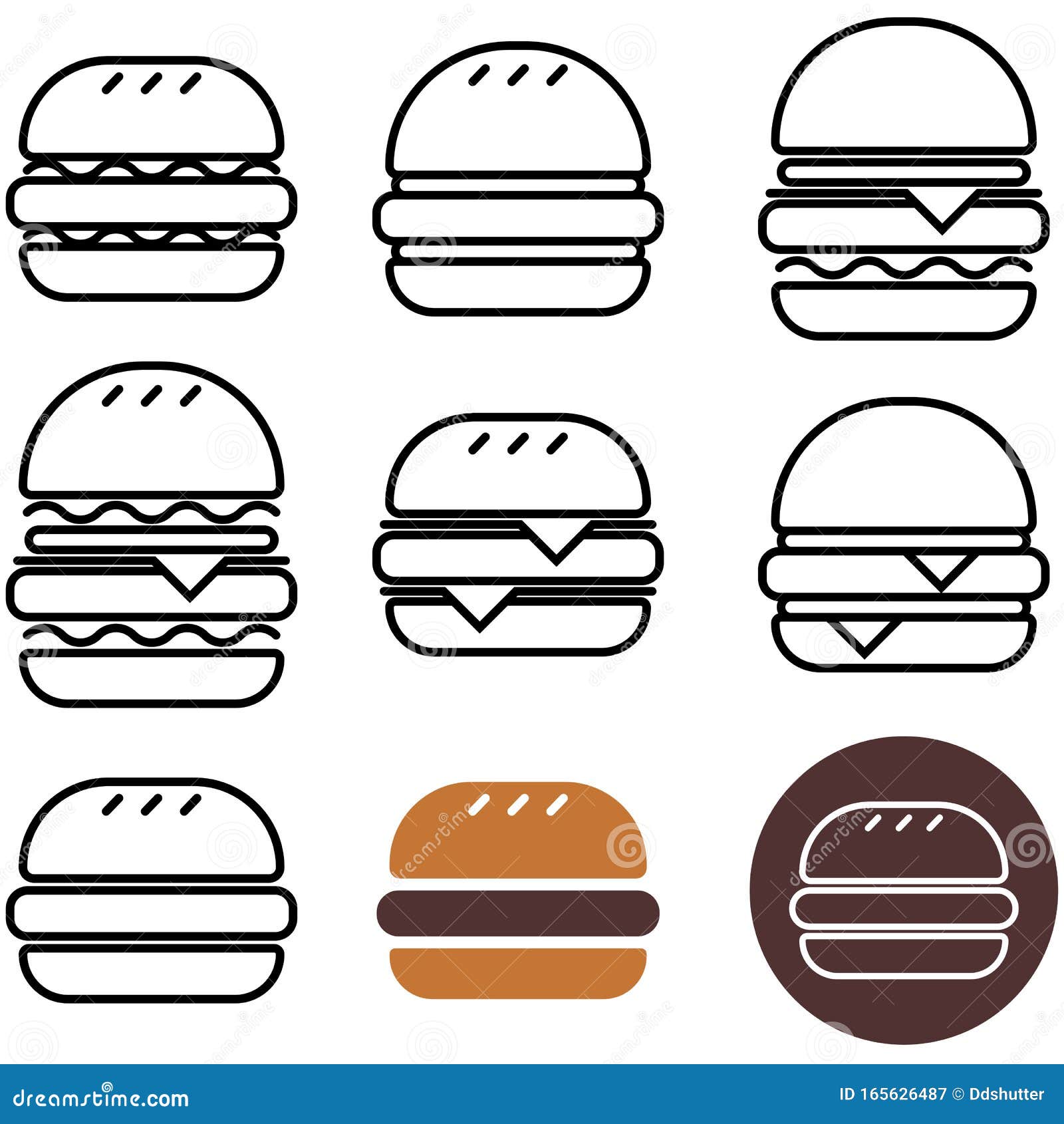 Burger Icons Set. Outline Set of Burger Vector Icons for Web Design ... Burger Icons Set. Outline Set of Burger Vector Icons for Web Design ...