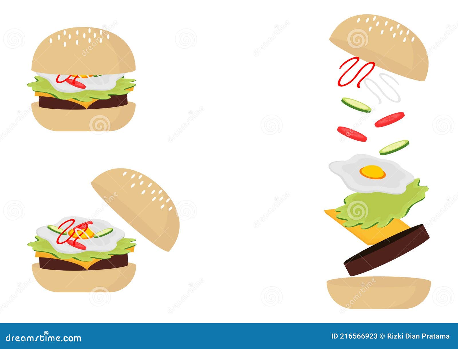 Burger Types Realistic Composition Cartoon Vector | CartoonDealer.com ...