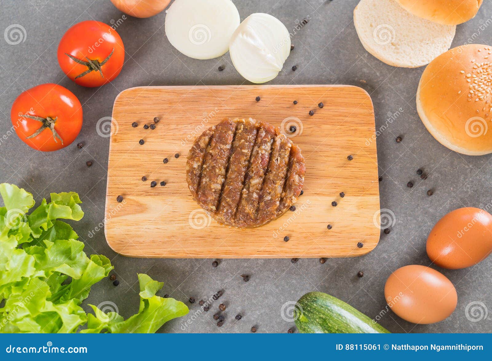 Burger ingredients stock image. Image of beef, cooking - 88115061