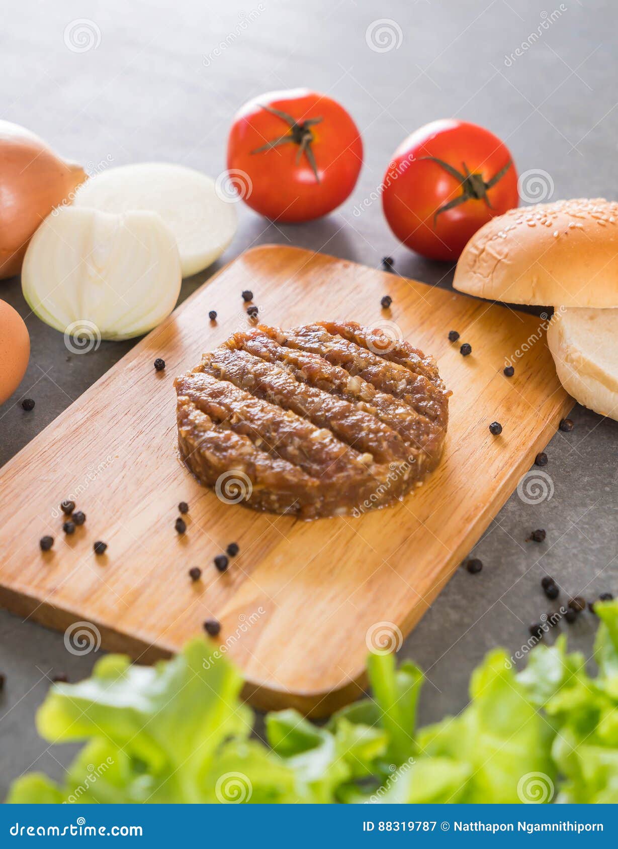 Burger ingredients stock image. Image of pepper, patty - 88319787