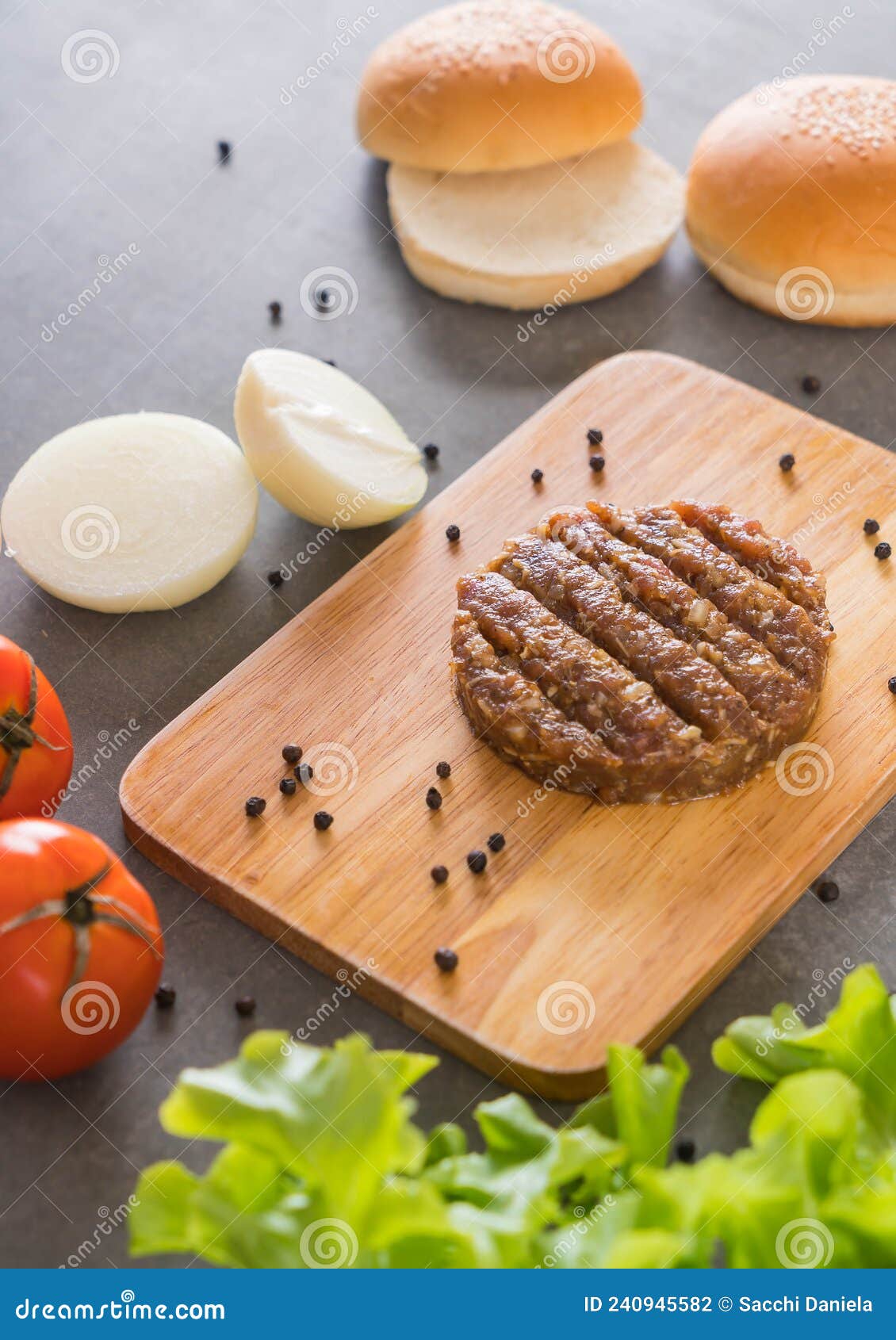 Burger ingredients stock photo. Image of wooden, healthy - 240945582