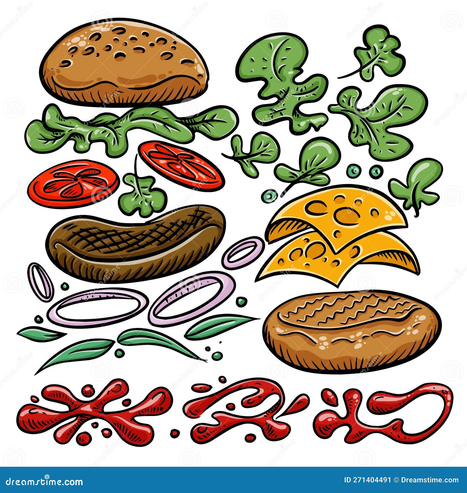 Burger With Ingredients. Constructor For Fast Food Restaurant Menu ...