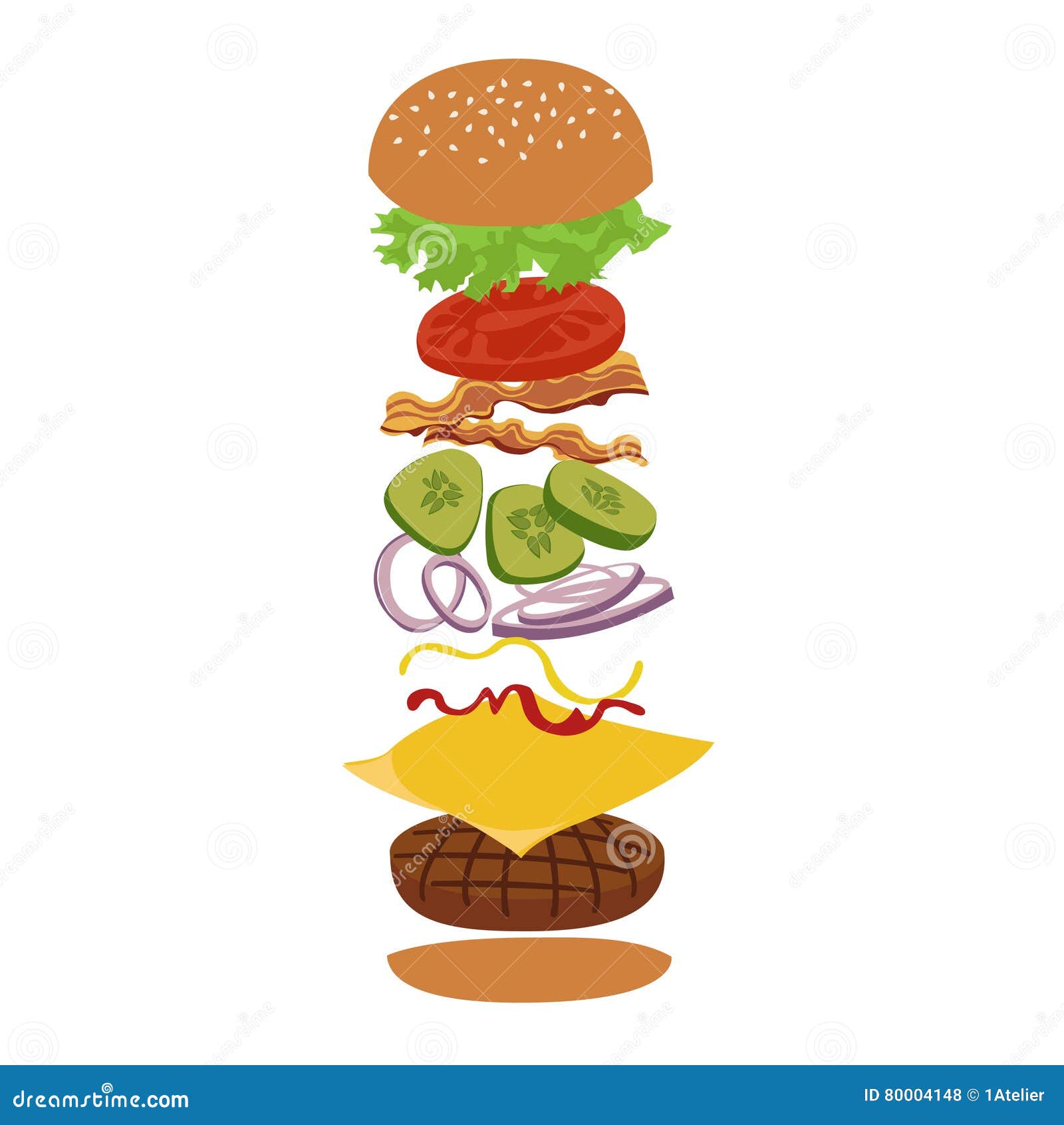 Burger and Ingredients Vector Infographics Illustration. Stock Vector ...