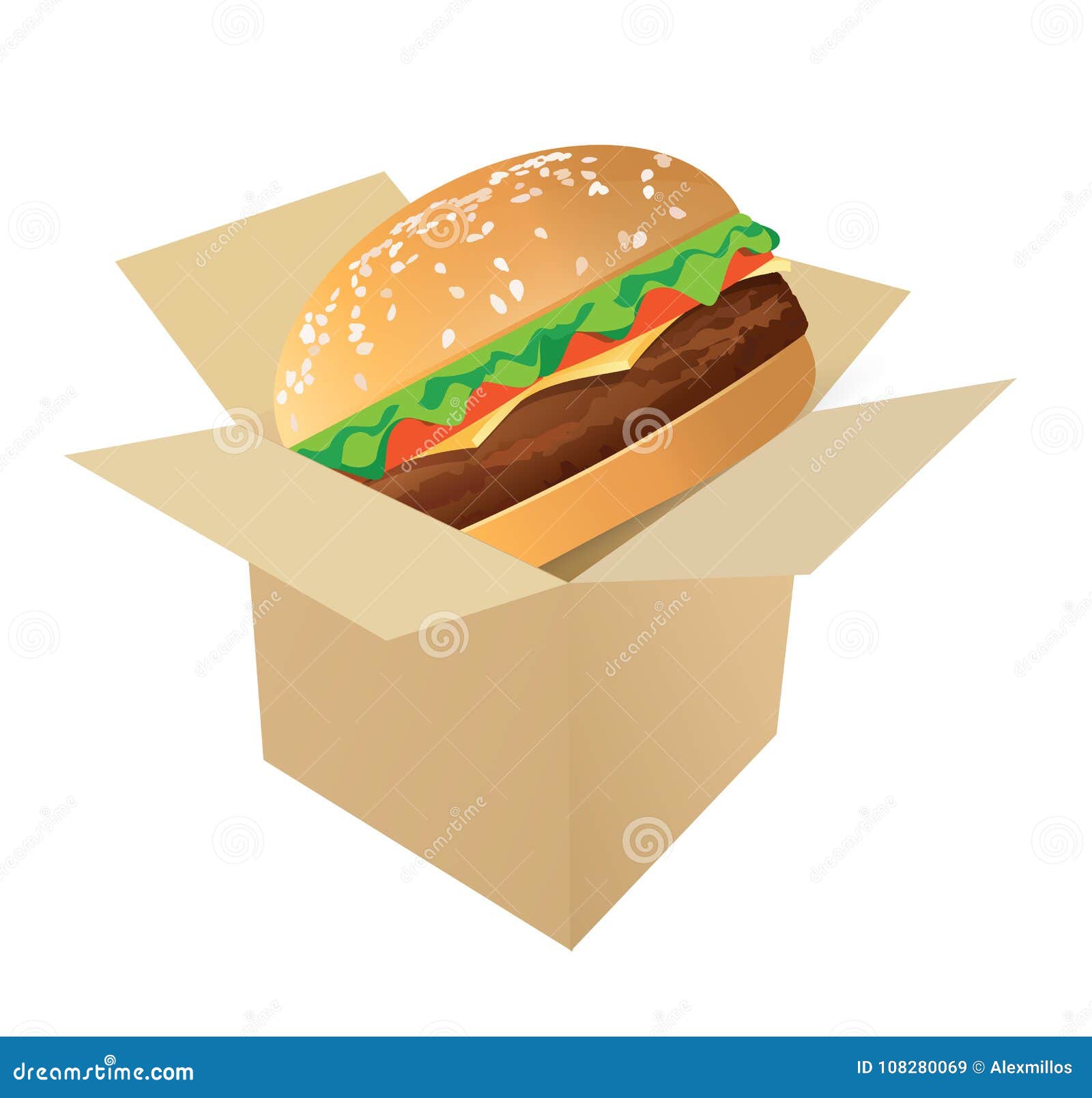 Burger Inside a Box Concept Illustration Stock Illustration ...