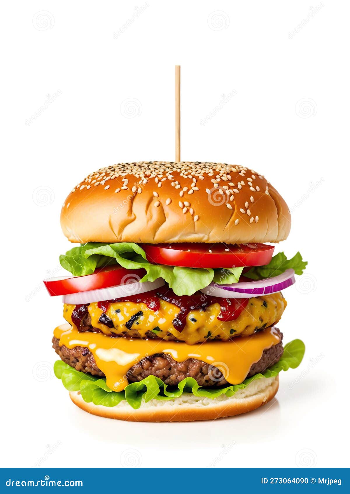 Burger Isolated on White Background Stock Illustration - Illustration ...