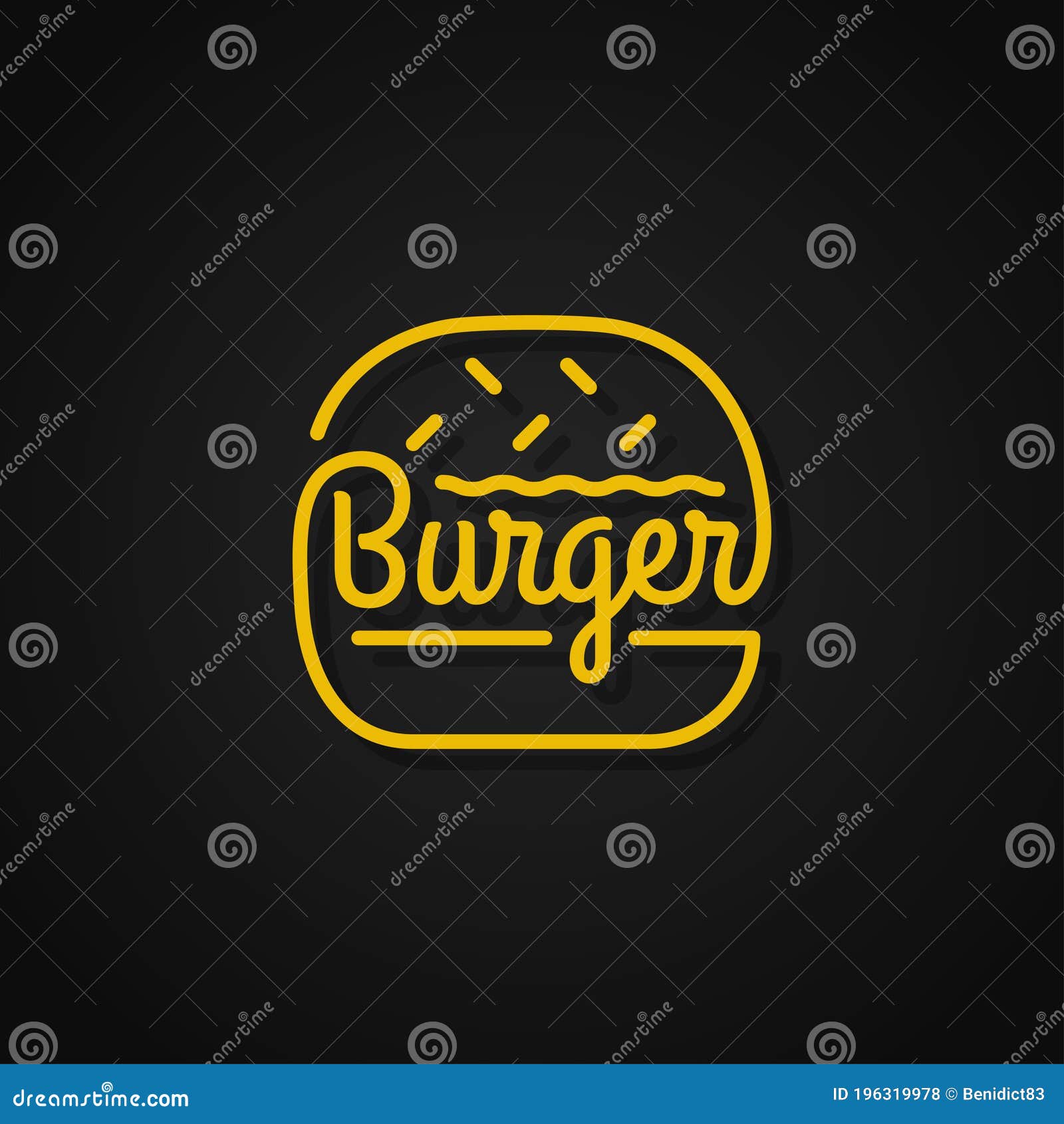 Burger Linear Logo. Yellow Burger on Background Stock Vector ...