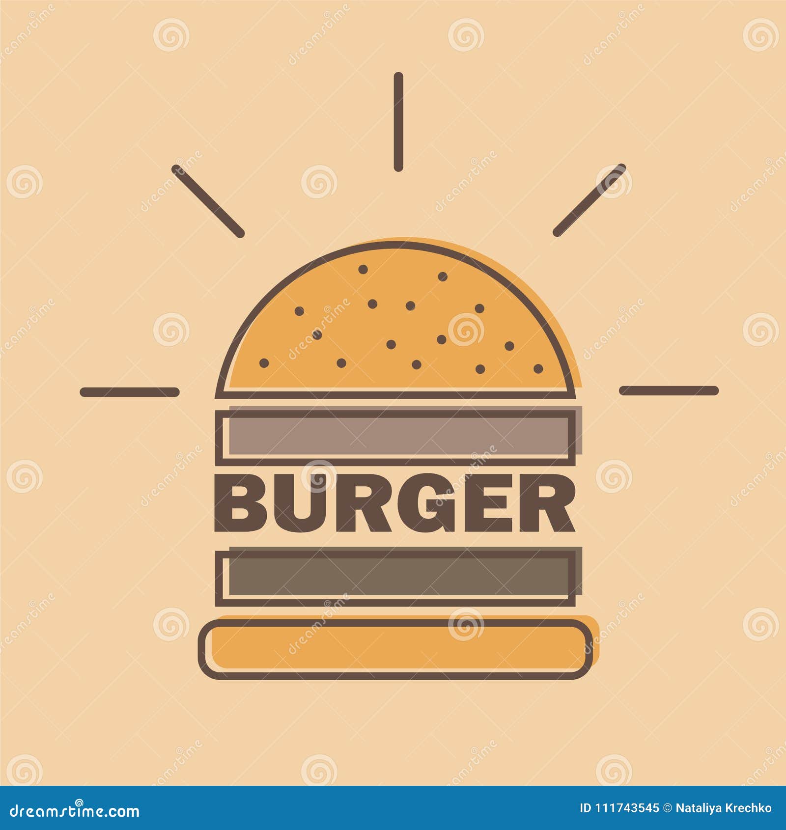 Burger Logo Emblem Colored Shape Line Style Stock Vector - Illustration ...