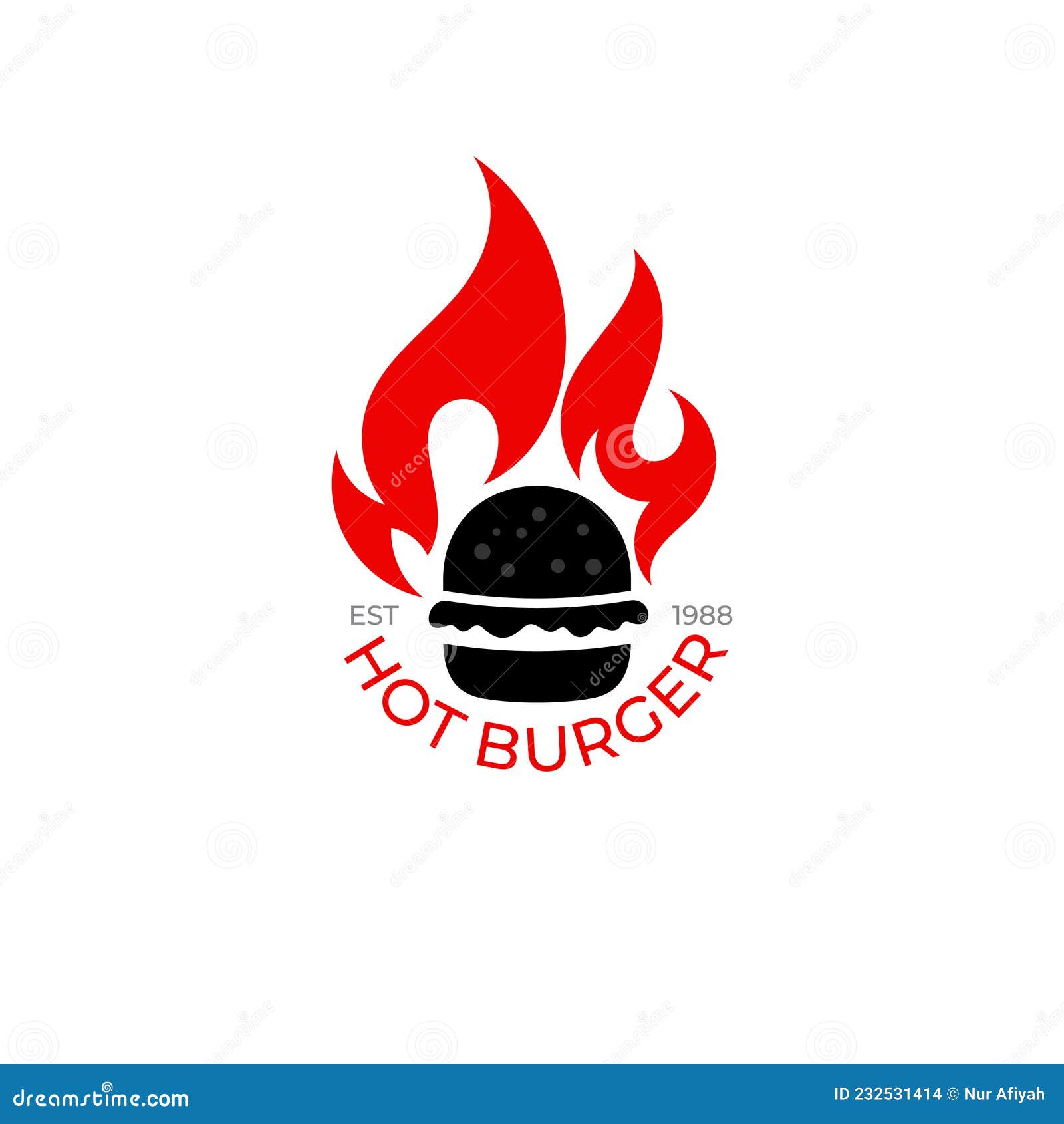 Burger Logo and Fire Design Template, Food Logos Stock Vector ...