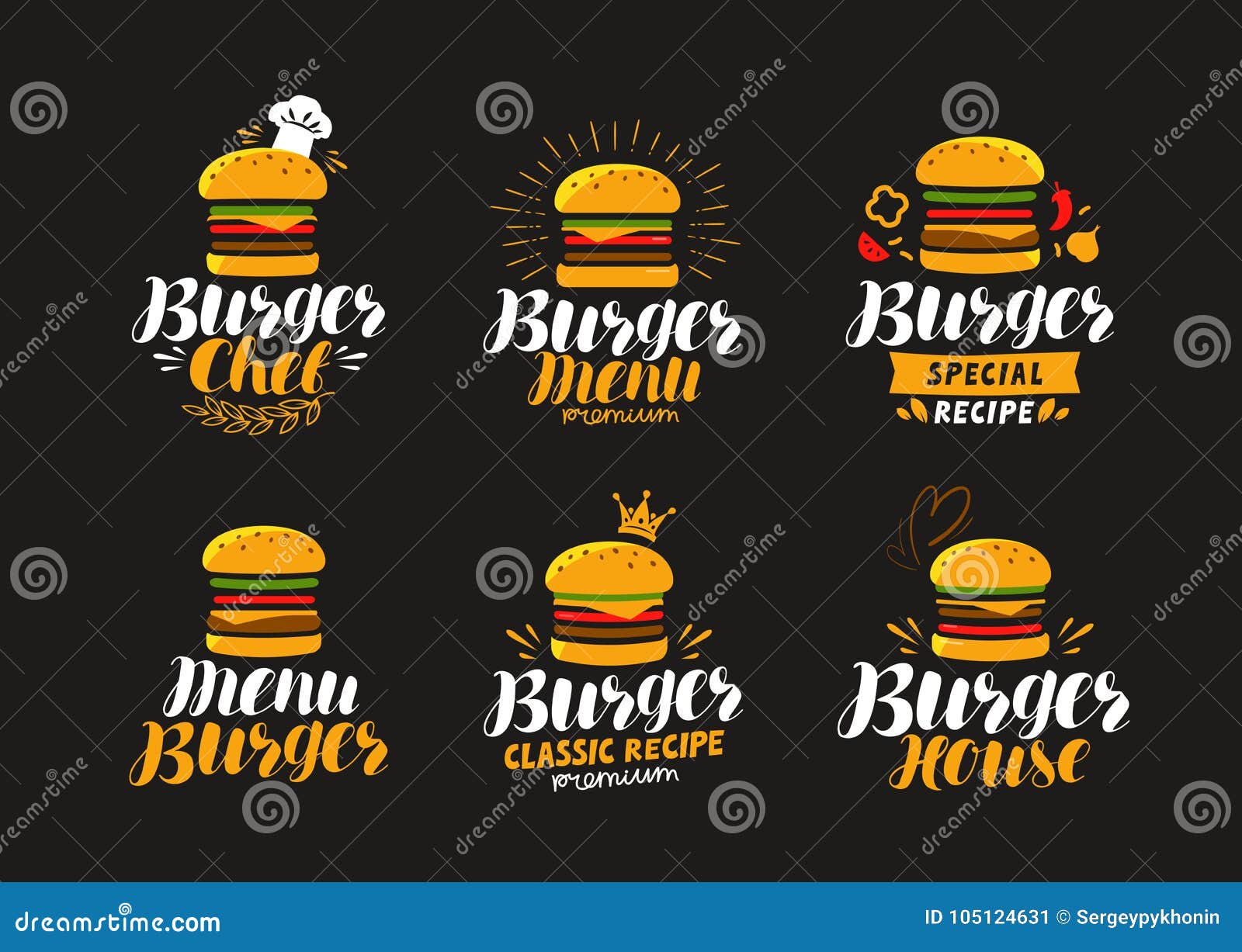 Burger Logo or Label. Fast Food, Eating Concept. Vector Illustration ...