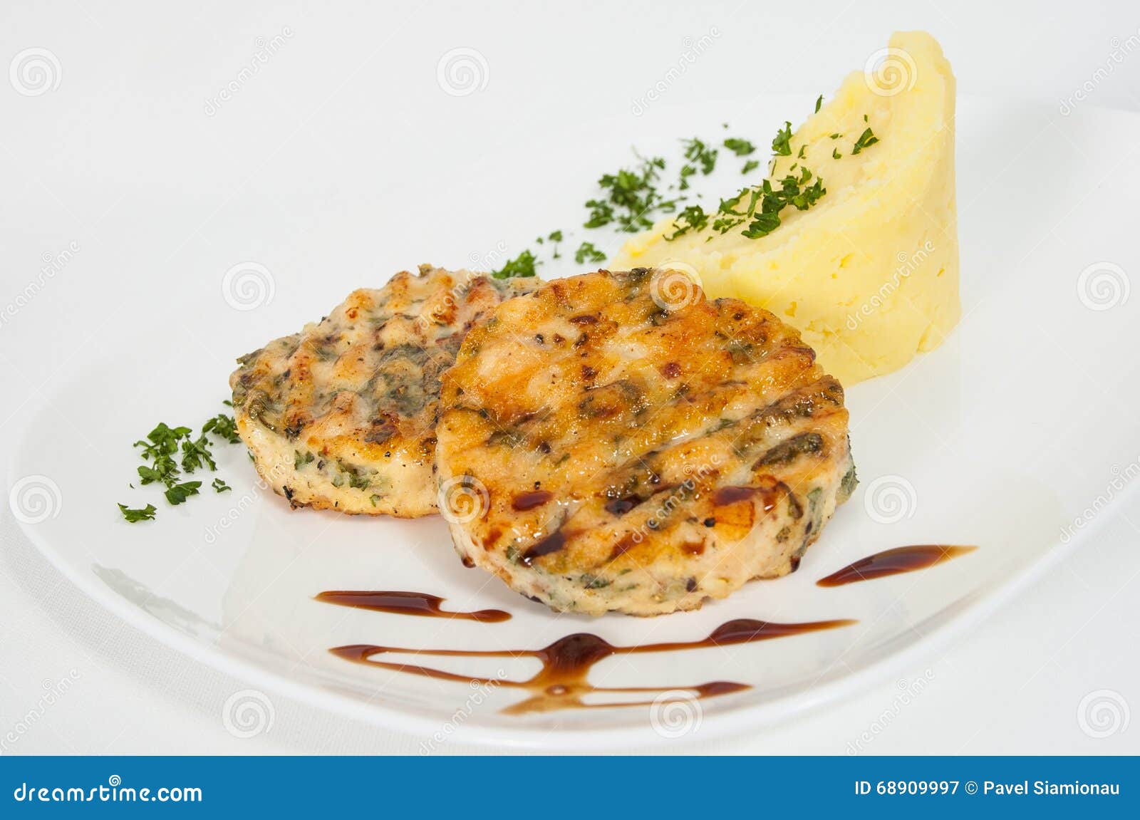 Burger with Mashed Potatoes Stock Image - Image of baked, dining: 68909997